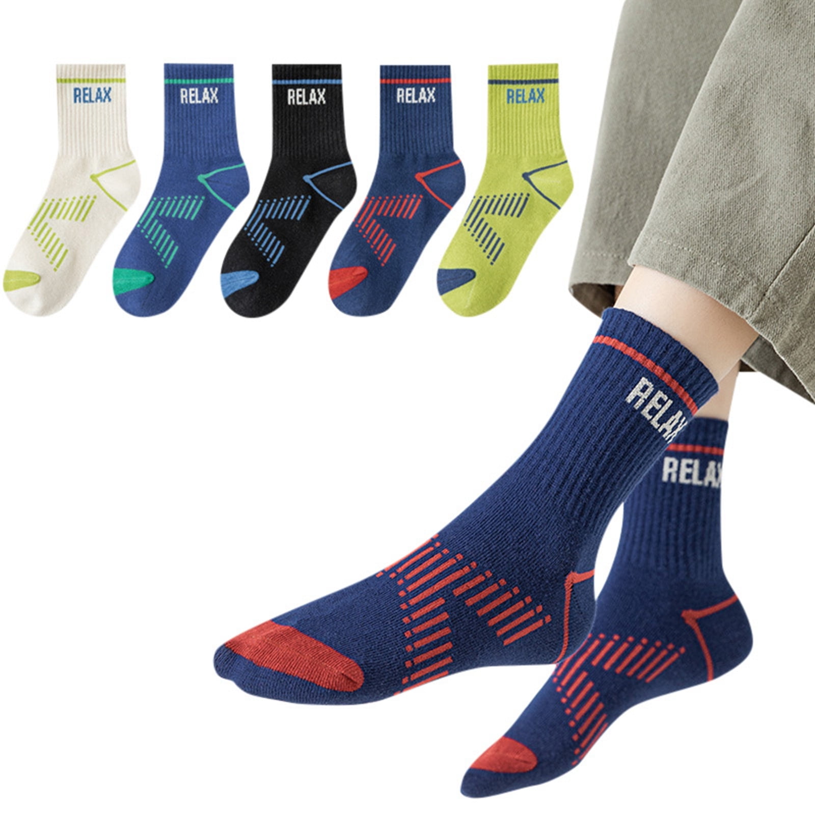 Boys Socks Crew Breathable Athletic Socks Letter Print Basketball Sport ...