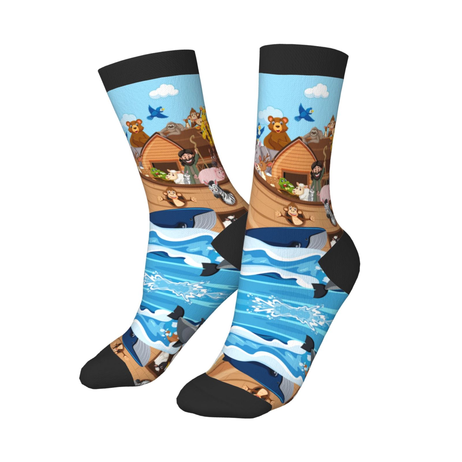 Boys Socks Girls Socks, Animals on Noah's Ark Floating Kids Calf long crew socks for School ...
