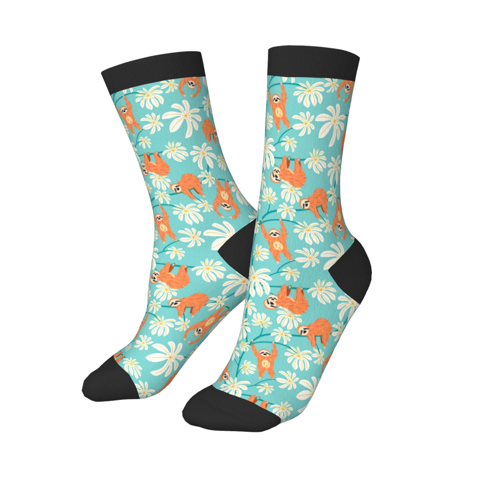 Boys Socks Girls Socks, Cute Sloth on Floral Tree Kids Calf long crew ...