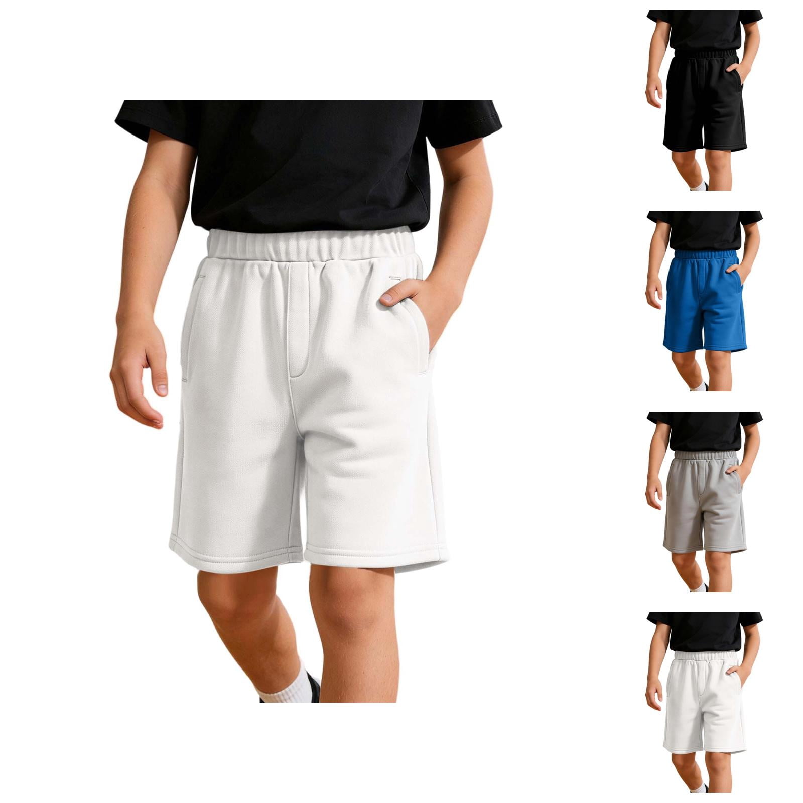 Boys Solid Color Casual Athletic Shorts For Play And Everyday Wear ...