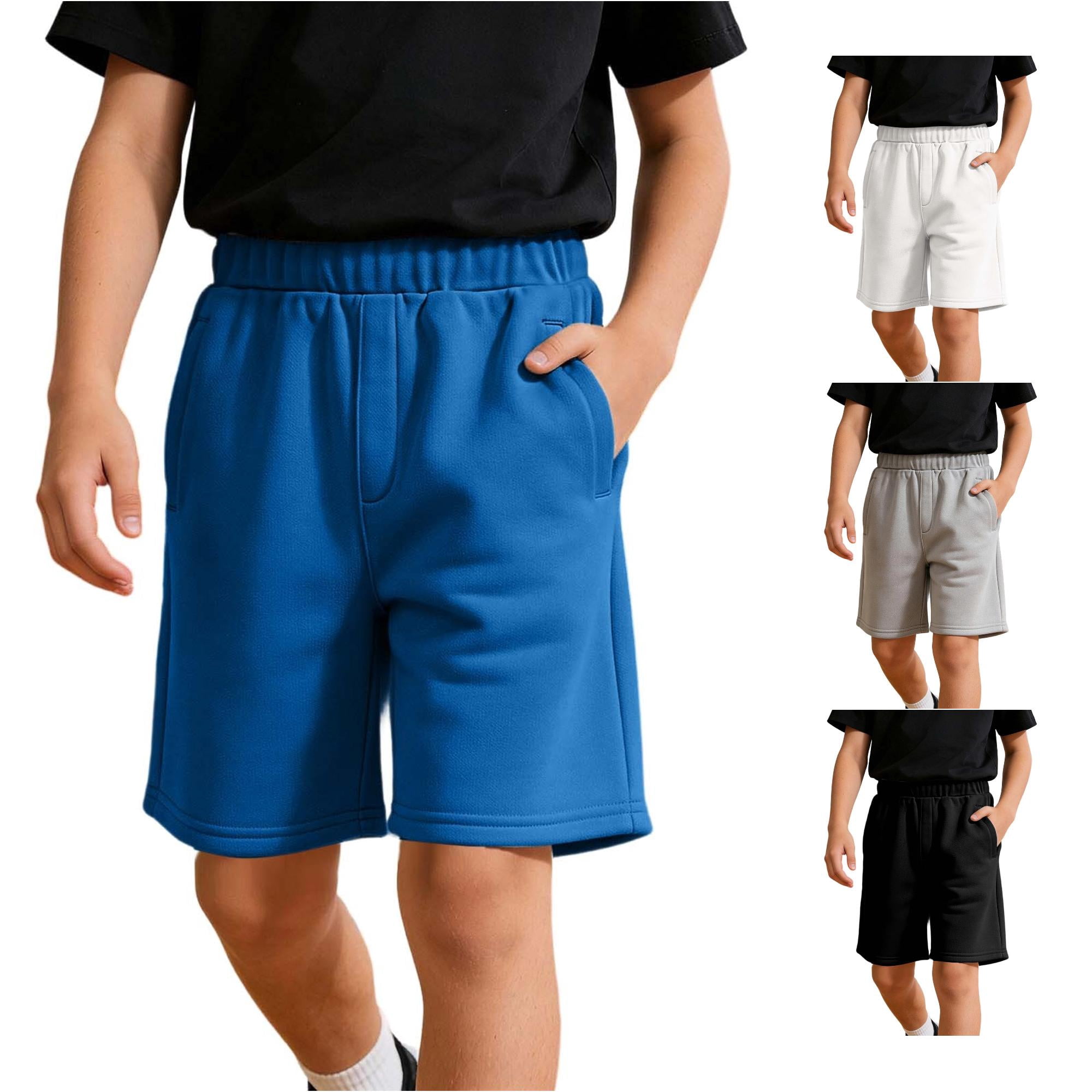 Boys Solid Color Casual Athletic Shorts for Play and Everyday Wear ...
