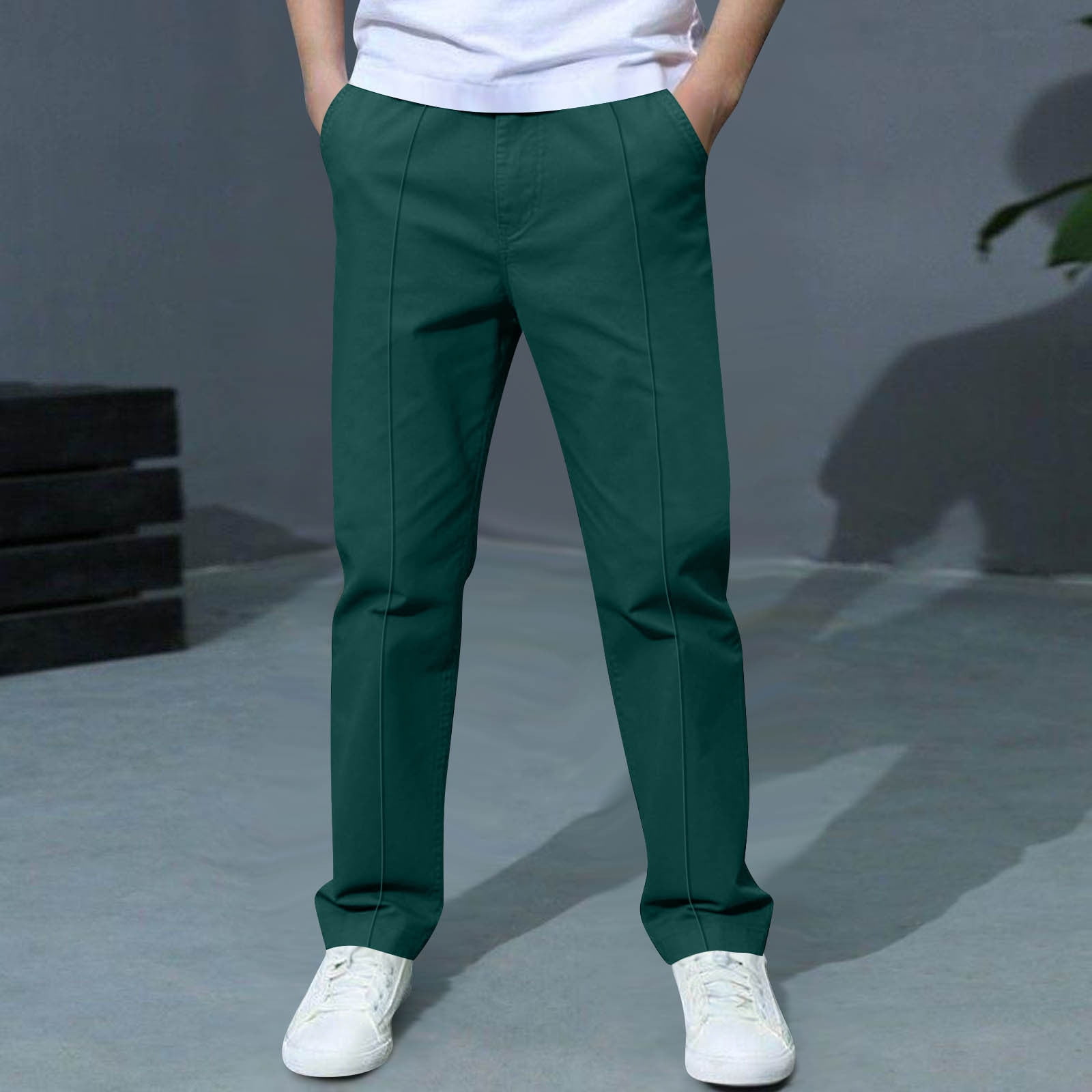 Boys' Solid Color Casual Pants, Regular Waist Pants with Pockets ...