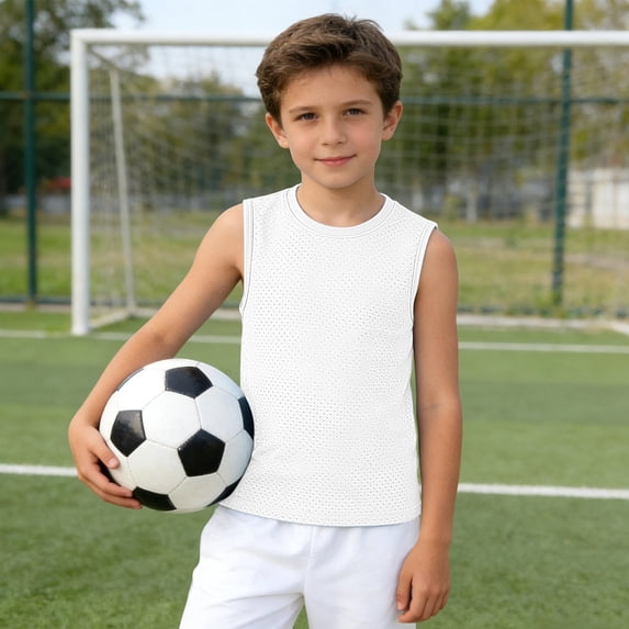 Boys Solid Color Sleeveless Shirt Breathable Tank Top For Play And ...