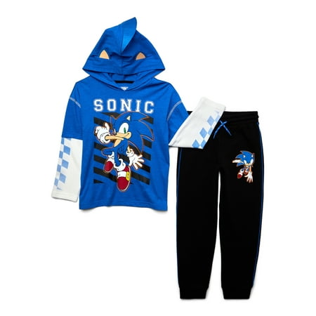 Sonic the Hedgehog Boys Cosplay Hooded Twofer Top with Jogger Set, 2 ...