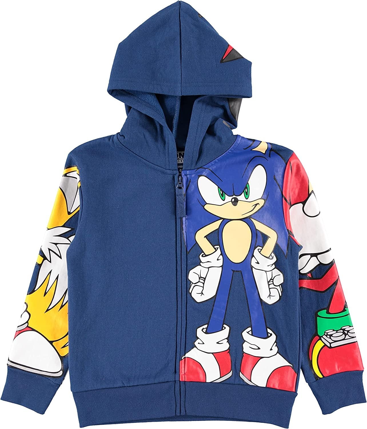 Boys Sonic The Hedgehog Costume Zip Up Fleece Hoodie- Sizes 4-20 ...