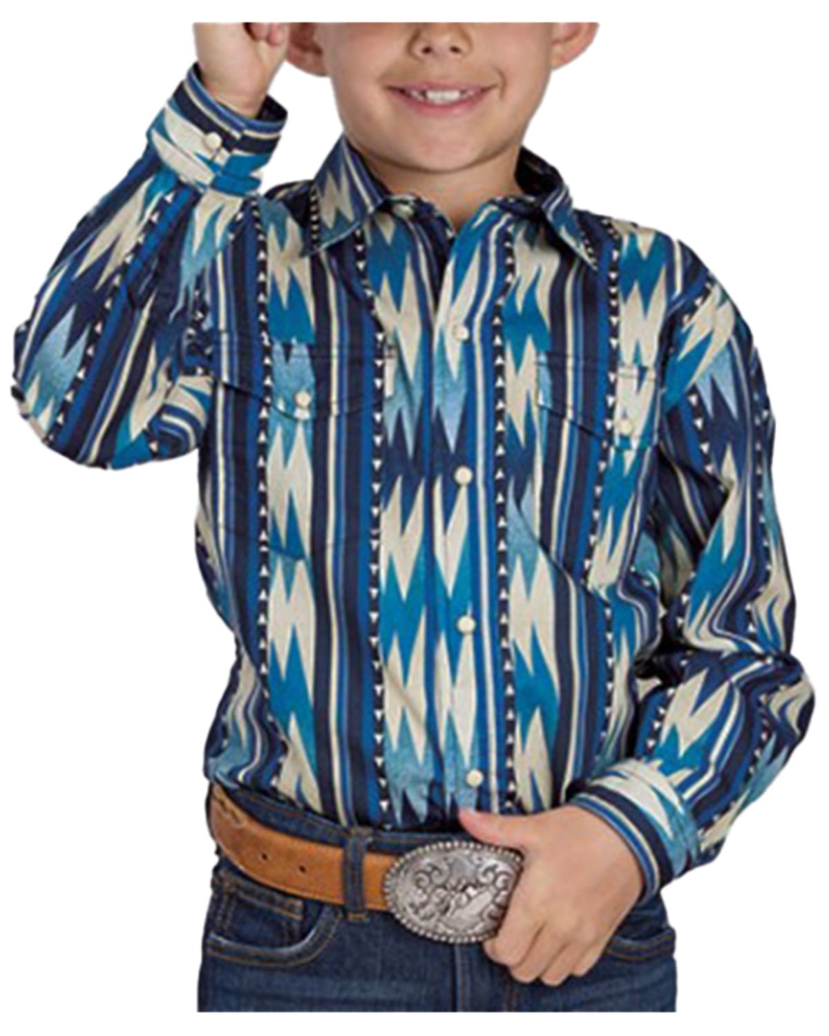 Boys' Southwestern Striped Long Sleeve Snap Western Shirt - 03-030-0485 ...