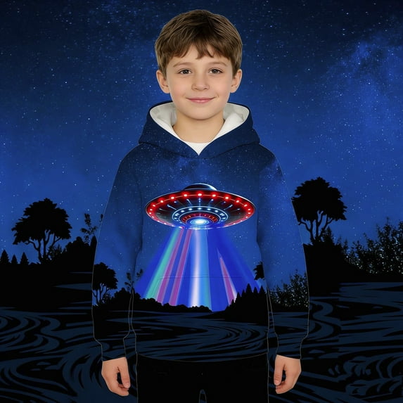Boys Spaceship 3D Graphic Hoodies Hooded Sweatshirt Pullover Funny ...