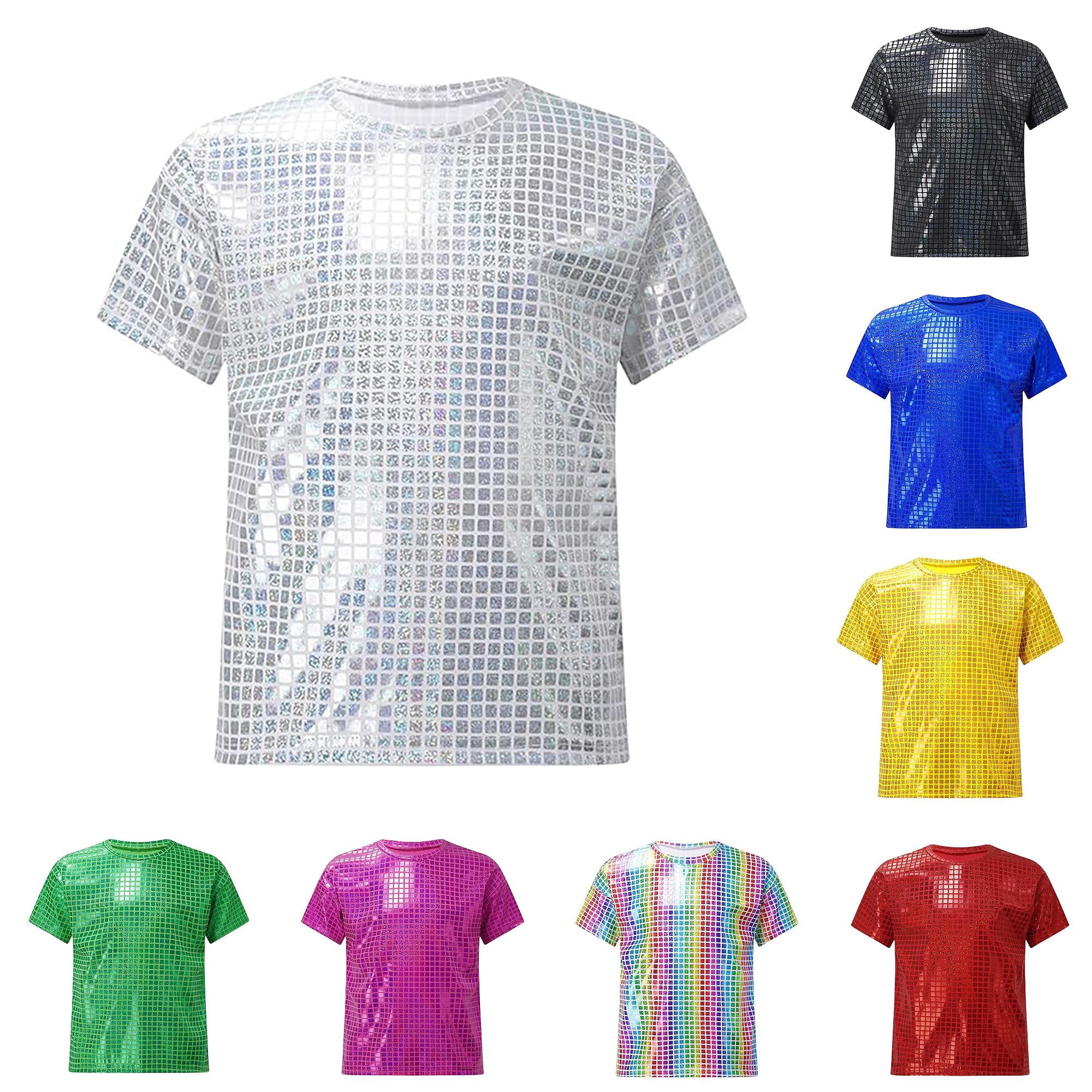 Boys Sparkly Checkered T-Shirt, Graphic Short Sleeve Top with Square ...