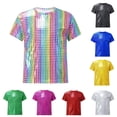 Boys Sparkly Checkered T-Shirt, Graphic Short Sleeve Top with Square ...