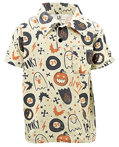 Boys Spooky Retro Halloween Tshirt Polo (5Y, Creme) - Walmart.com