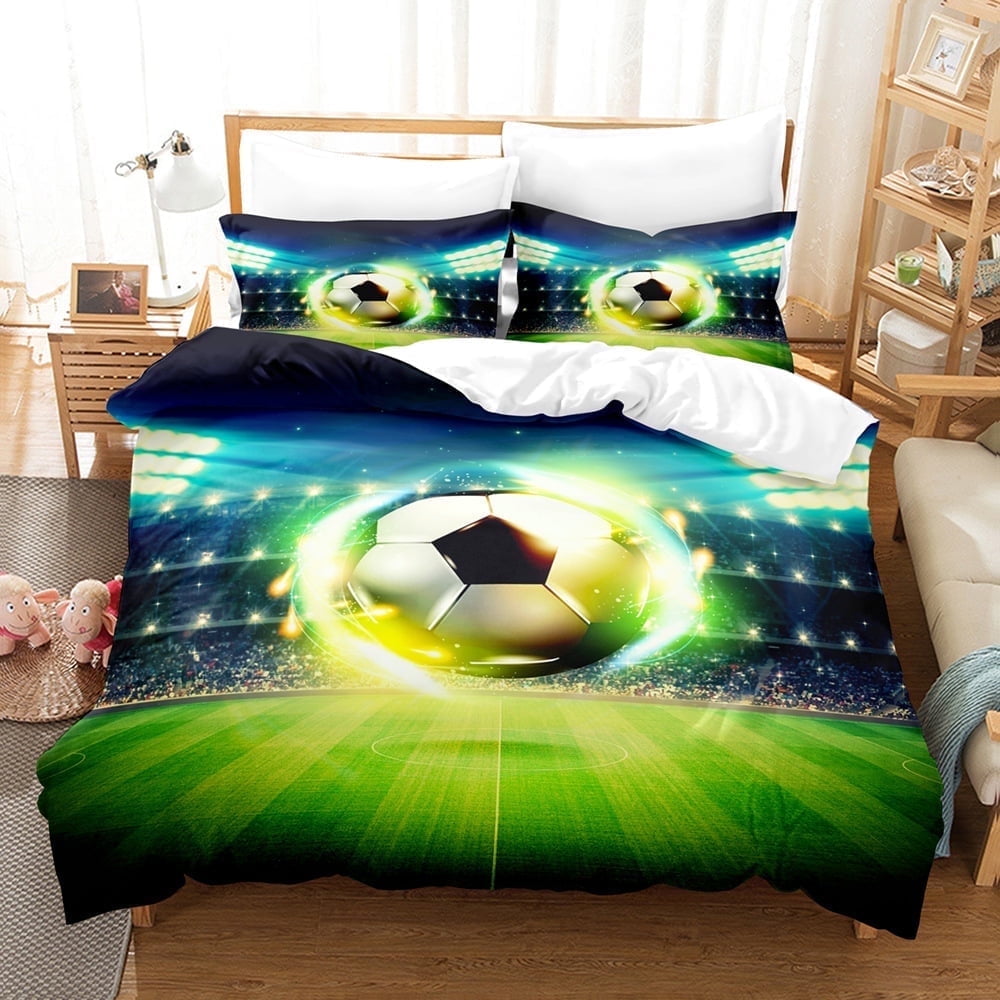 Boys Sports Duvet Cover Set,Kids Football Bedding Child Soccer Player ...