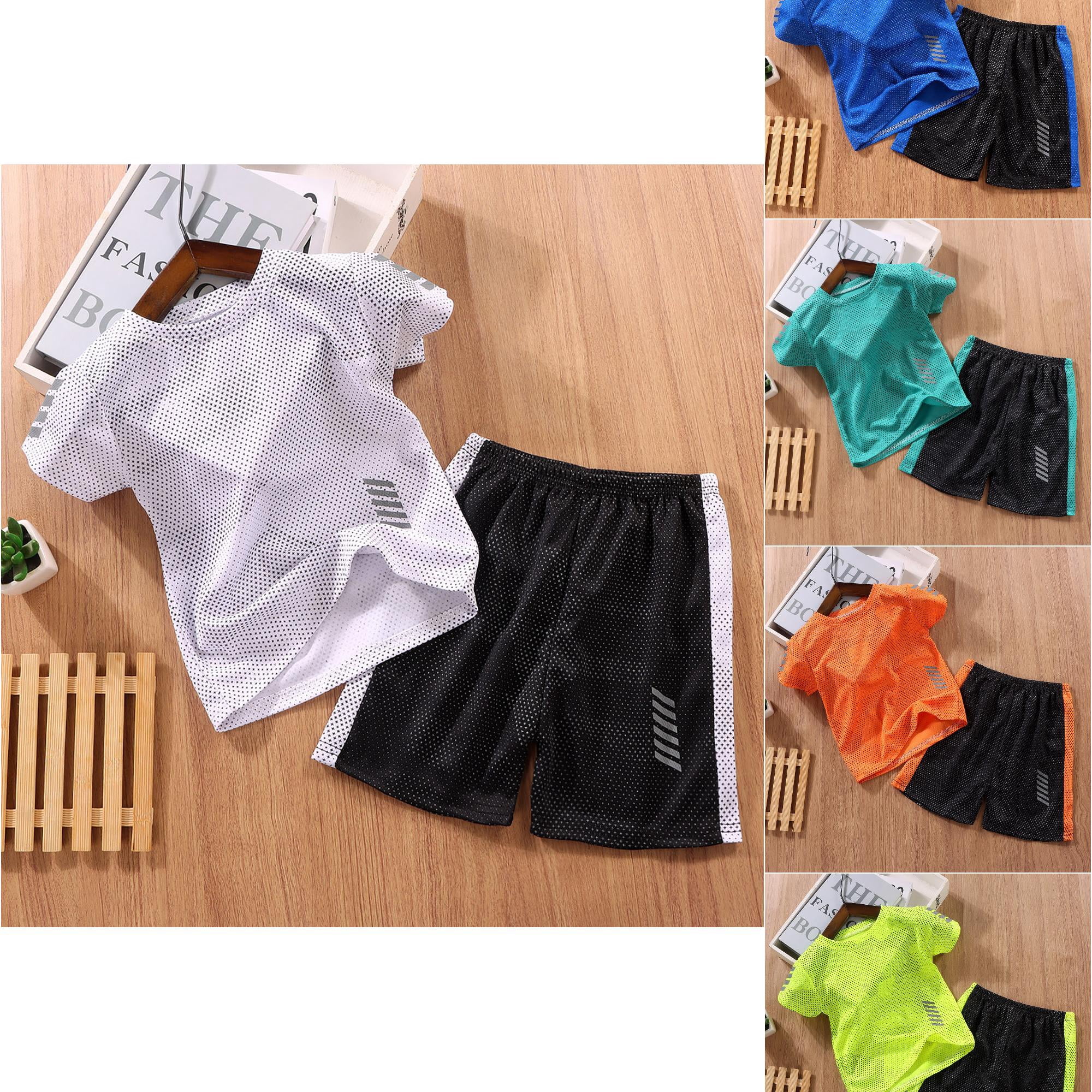 Boys Sports Shorts Sets Kids Quick Drying Tracksuit 2 Piece Basketball ...