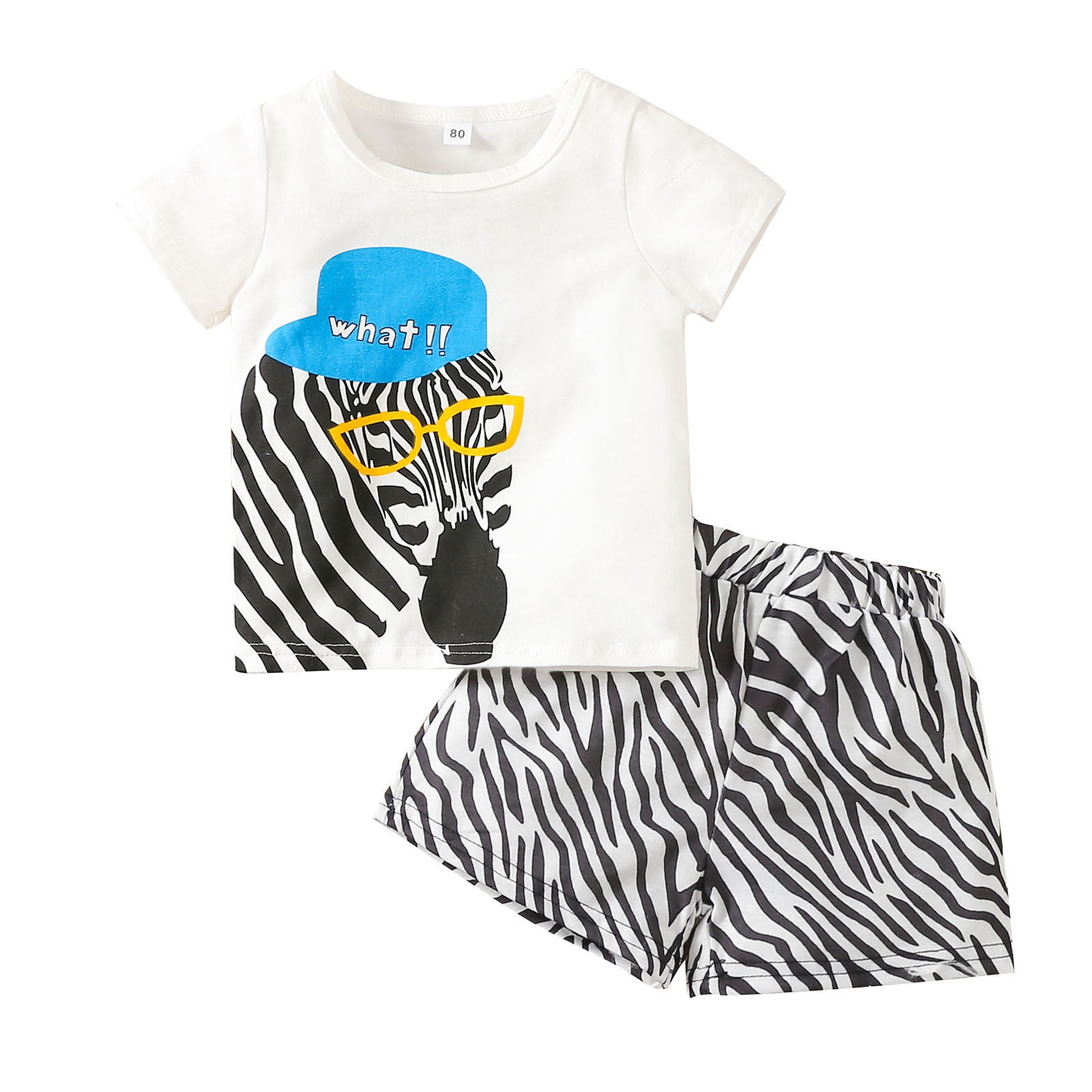 Boys Sporty Outfit Sets Short Sleeve Cartoon Printed T Shirt Pullover ...