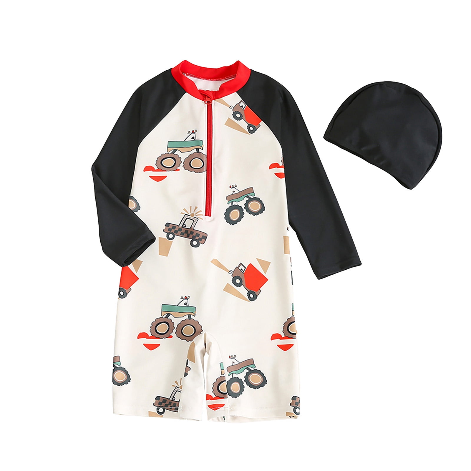 Boys Sporty Swimwear Outfit Sets Long Sleeve Cartoon Prints 2 Piece ...