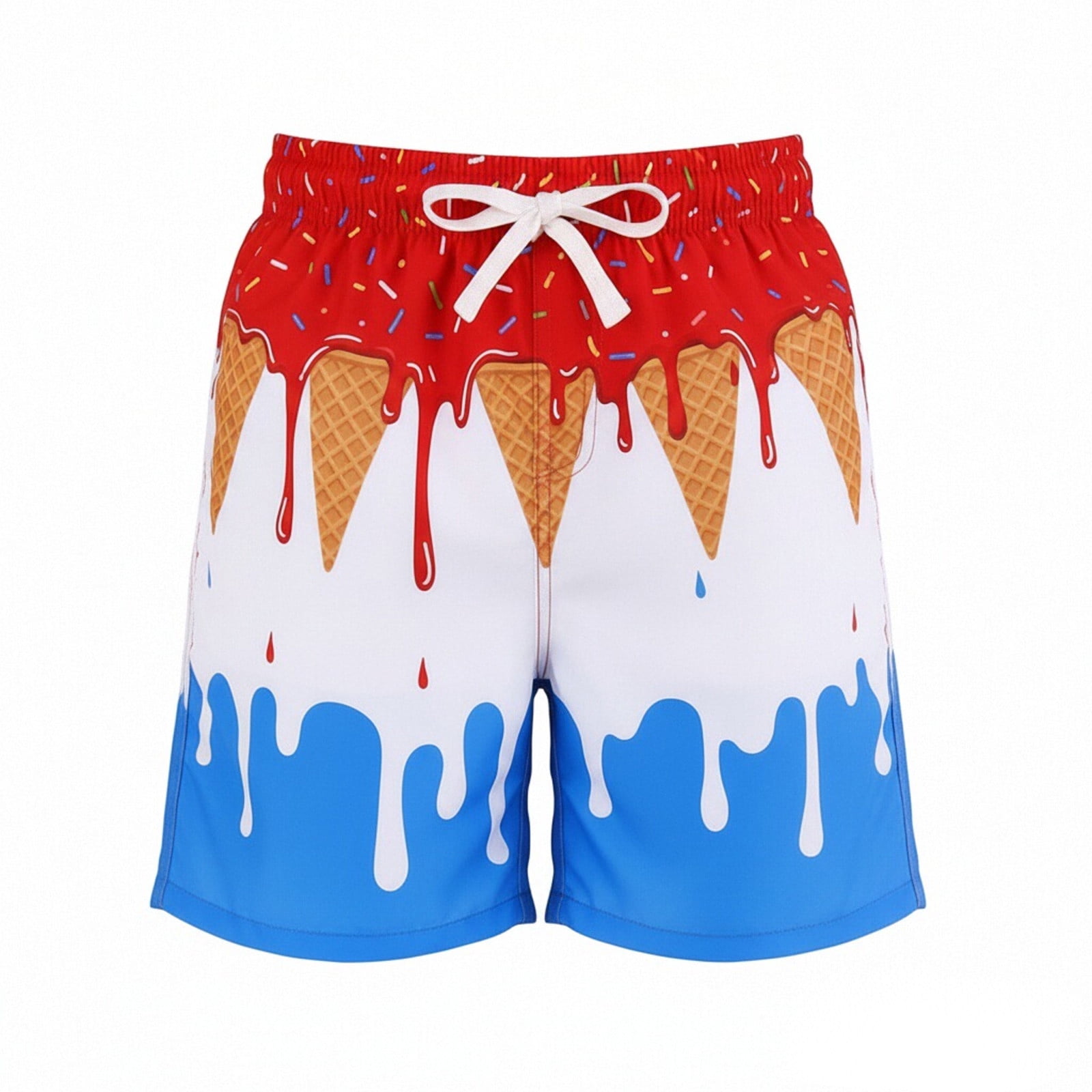 Boys Sporty Swimwear Outfit Sets Trunks Ice Print Side Pockets Shorts ...