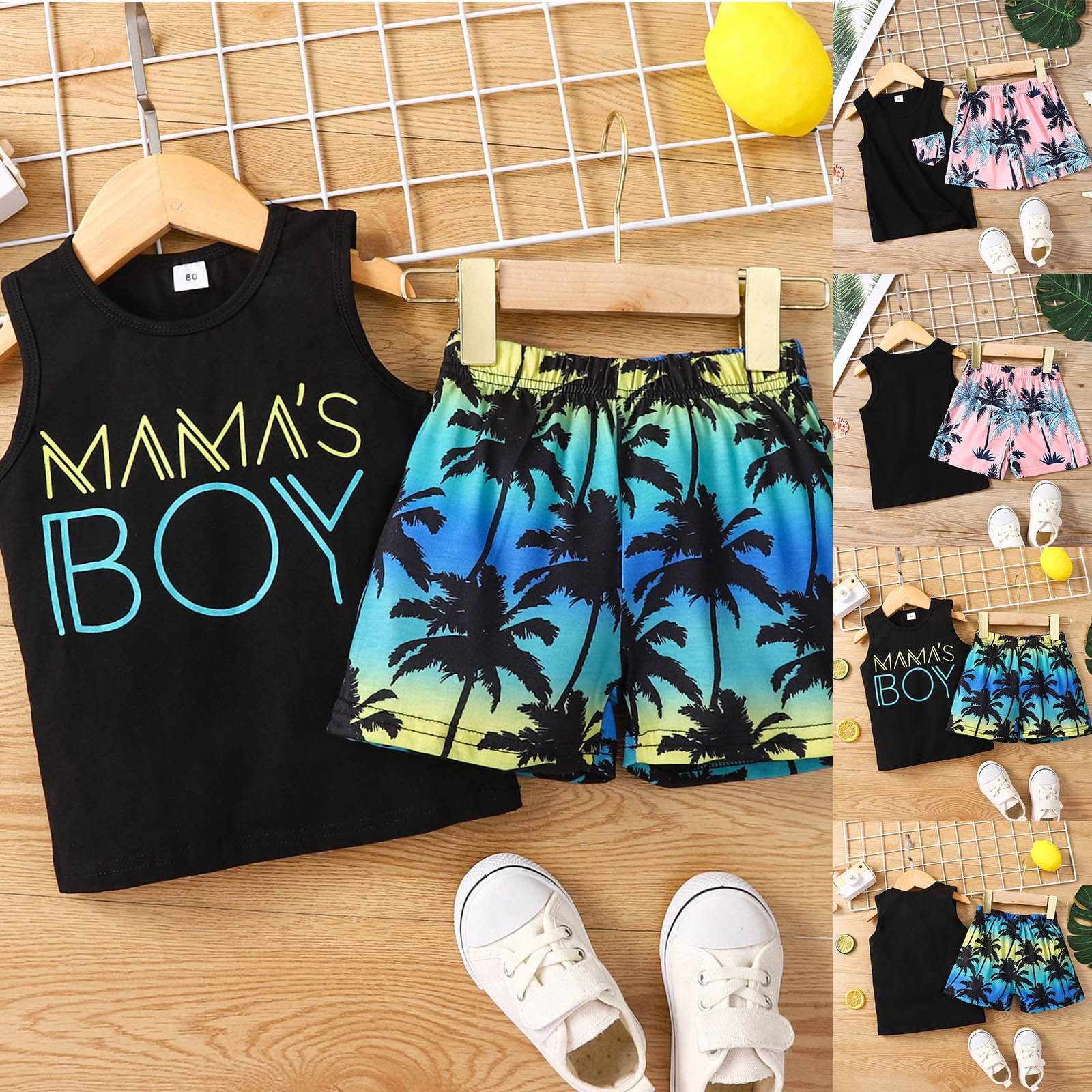 Boys Spring Outfits Beach Shorts Tank Top Island Resort Style Suit ...