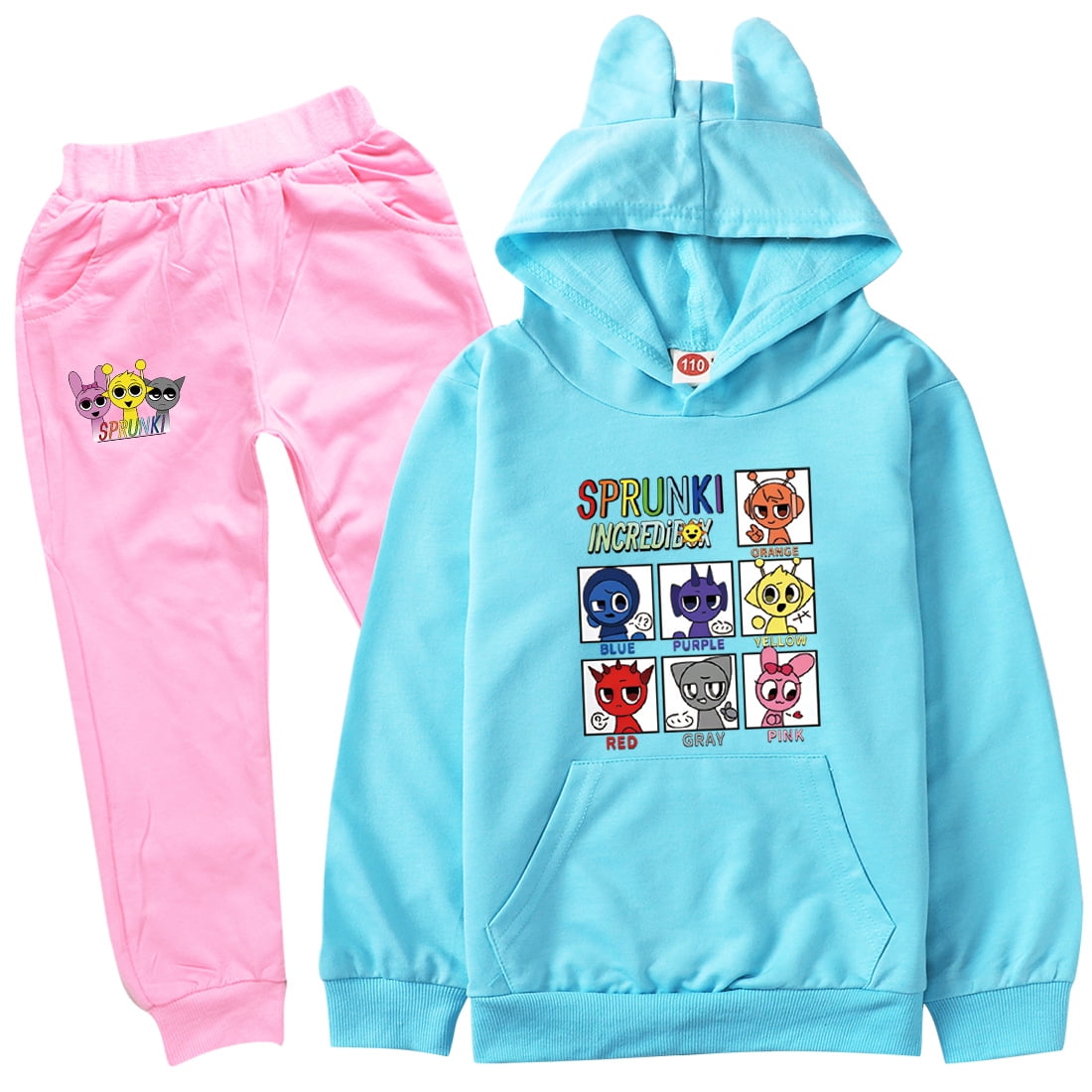 Boys Sprunki Sweatshirt Set Kids Sprunki Hoodie Pants Teen Sprunki Cat ...