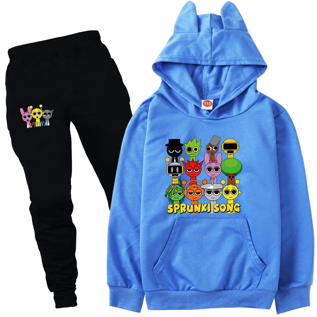 Boys Sprunki Sweatshirt Set Kids Sprunki Hoodie Pants Teen Sprunki Cat ...