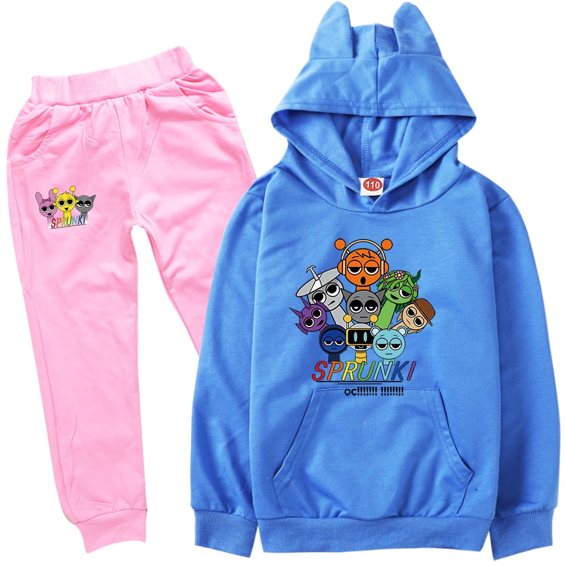Boys Sprunki Sweatshirt Set Kids Sprunki Hoodie Pants Teen Sprunki Cat ...