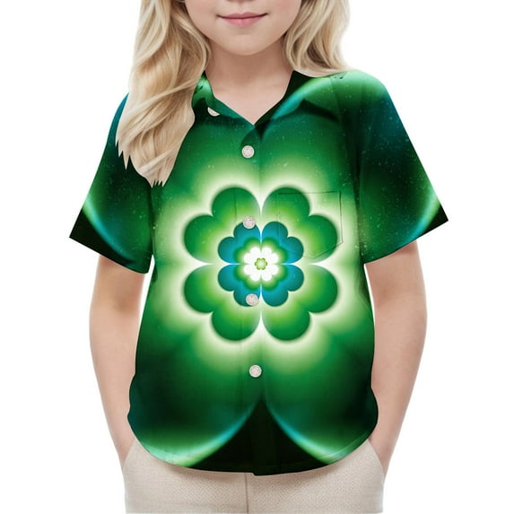 Boys St Patrick's Day Shirt Short Sleeve Button Down, Clover Print Kids ...