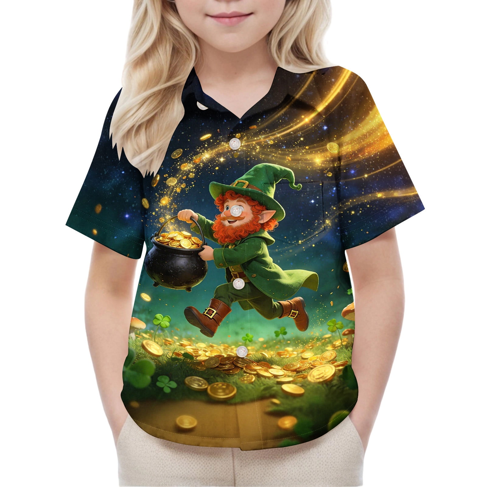 Boys' St Patrick's Day Shirt Short Sleeve Button Down with Leprechaun ...