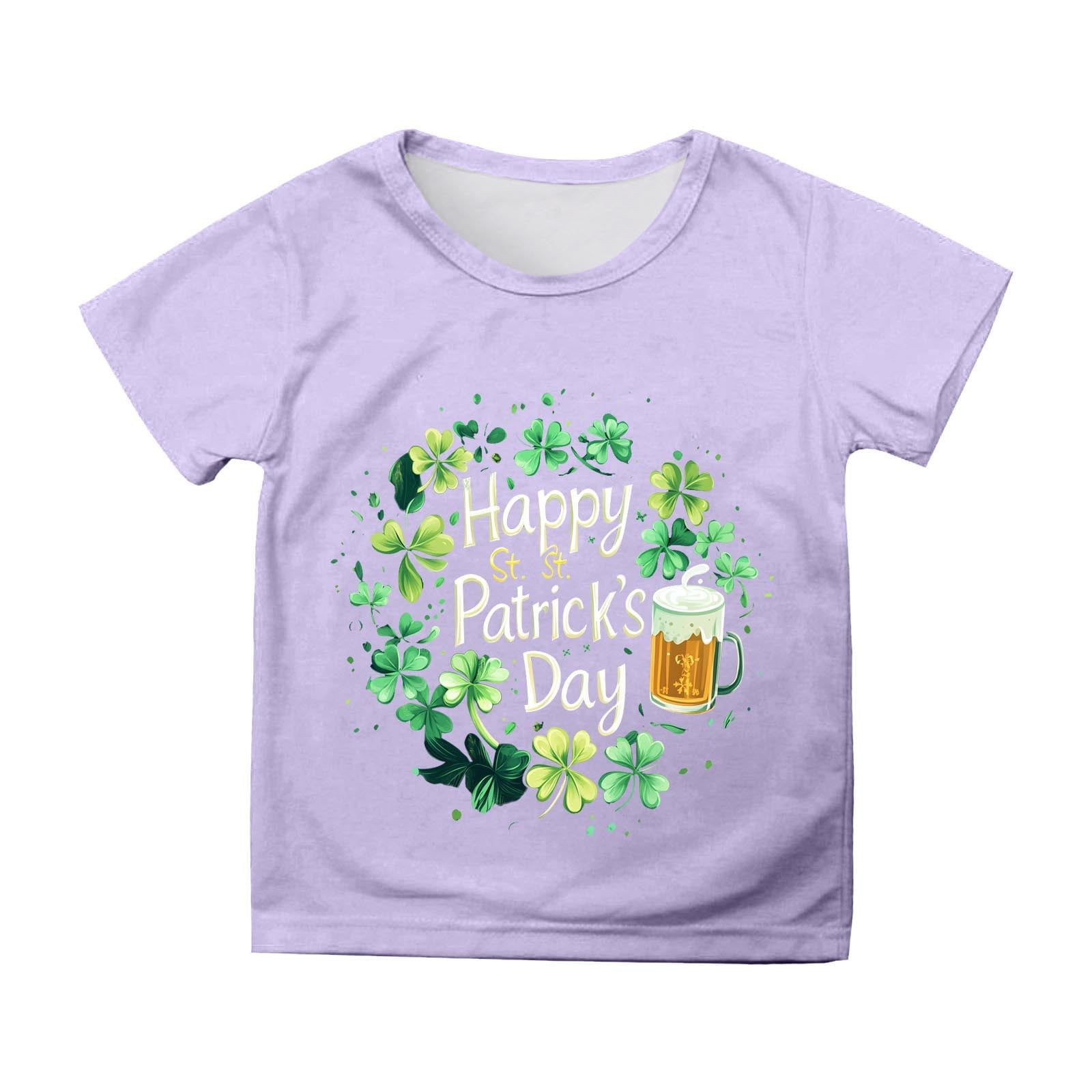 Boys St Patricks Day Shirt Funny Clover Print Short Sleeve Tees Boy T ...