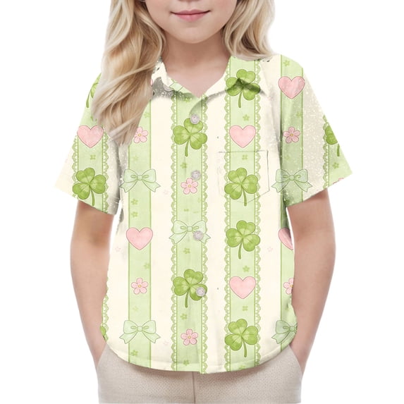 Boys St Patricks Day Shirt Short Sleeve Button Down - Green Clover ...