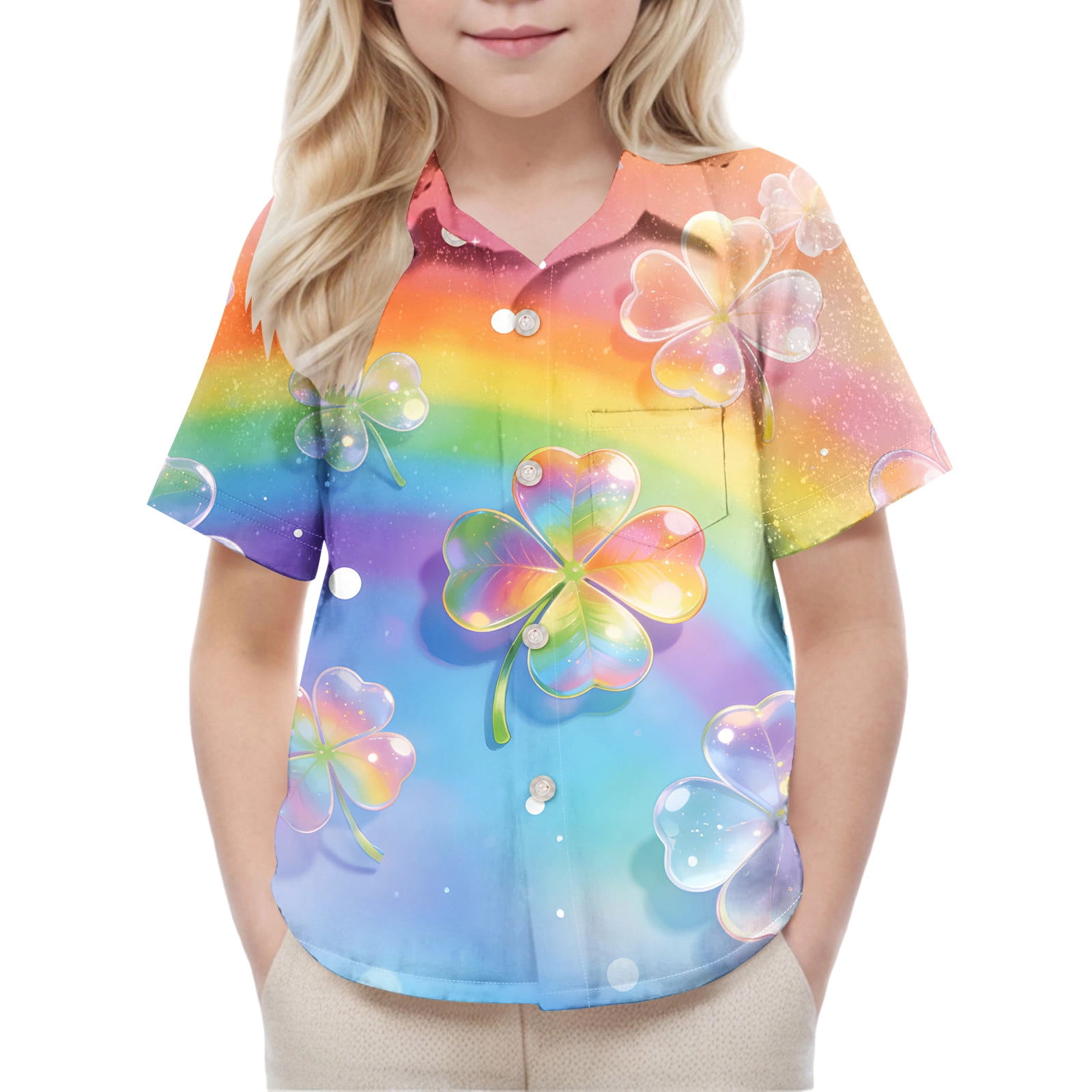 Boys St Patricks Day Shirt Short Sleeve Button Down with Rainbow ...