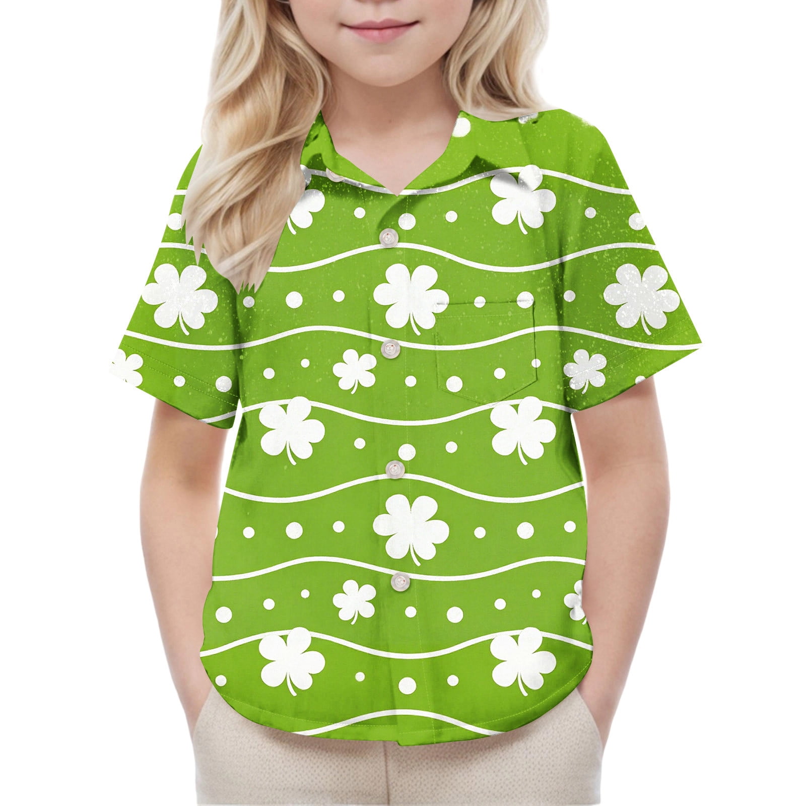 Boys St Patricks Day Shirt Short Sleeve Button Down with Shamrock Print ...