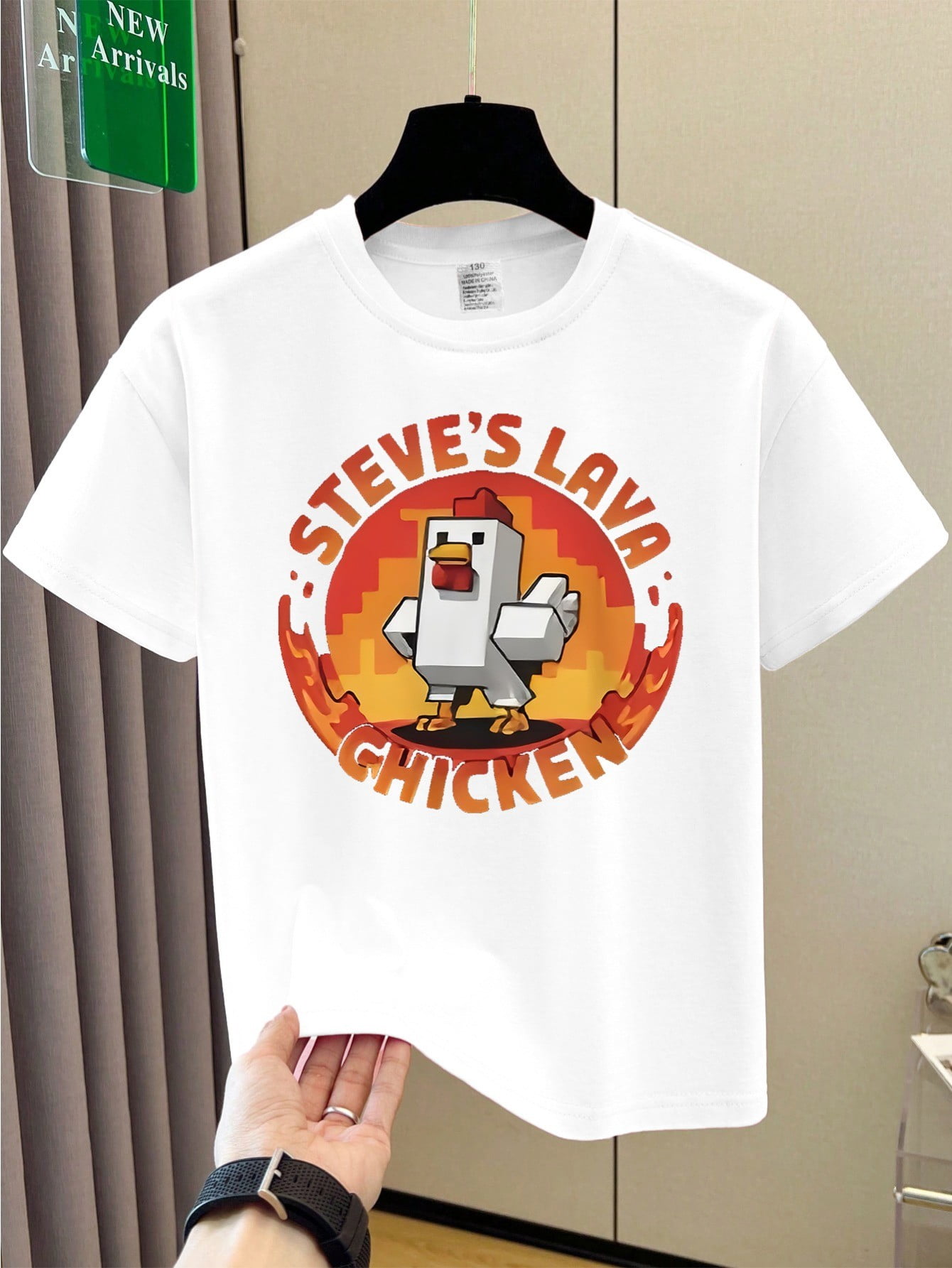 Boys' "Steve'S LAVA Chicken" Graphic T-Shirt - Casual & Creative Design, Slightly Elastic Fabric ...