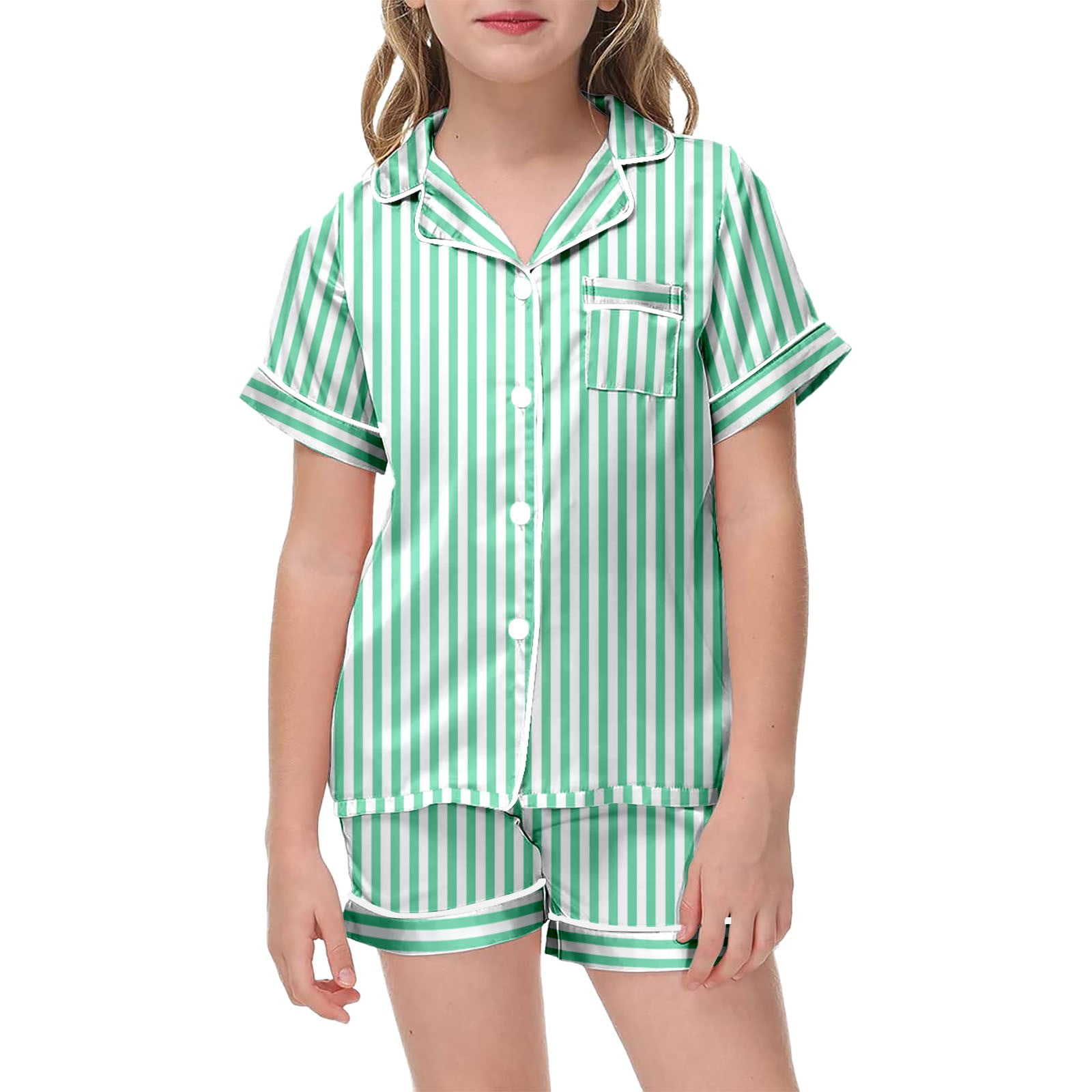 Boys Stripe Pajamaspants Girls Silk and Stain Pajamas hort Sleeve ...