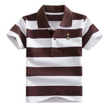 Boys Striped Polo Shirts Short Sleeve Lightweight Golf Tops (Coffee 3-4 ...