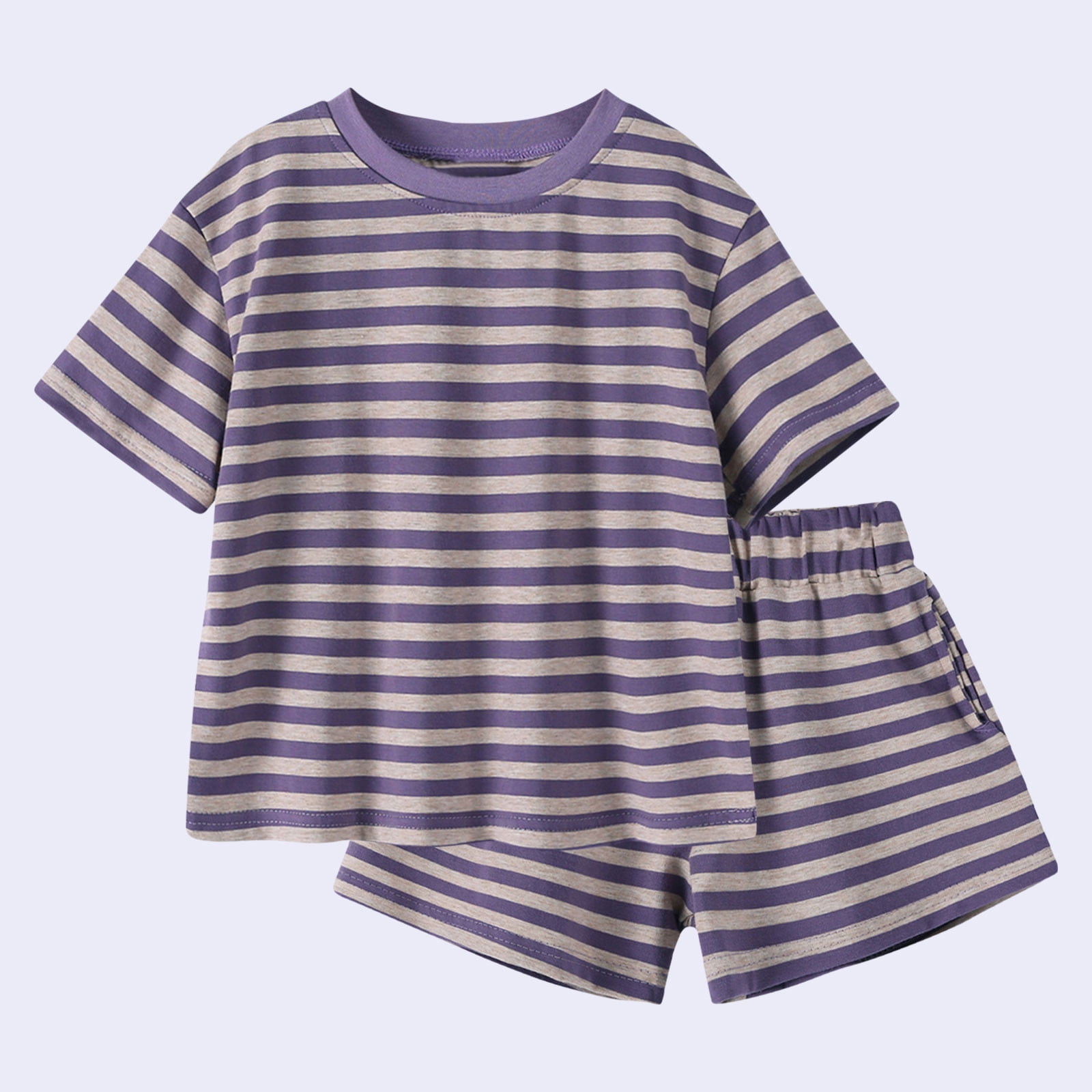 Boys Striped Shorts Set, Summer Casual Two Piece Outfit, Breathable ...