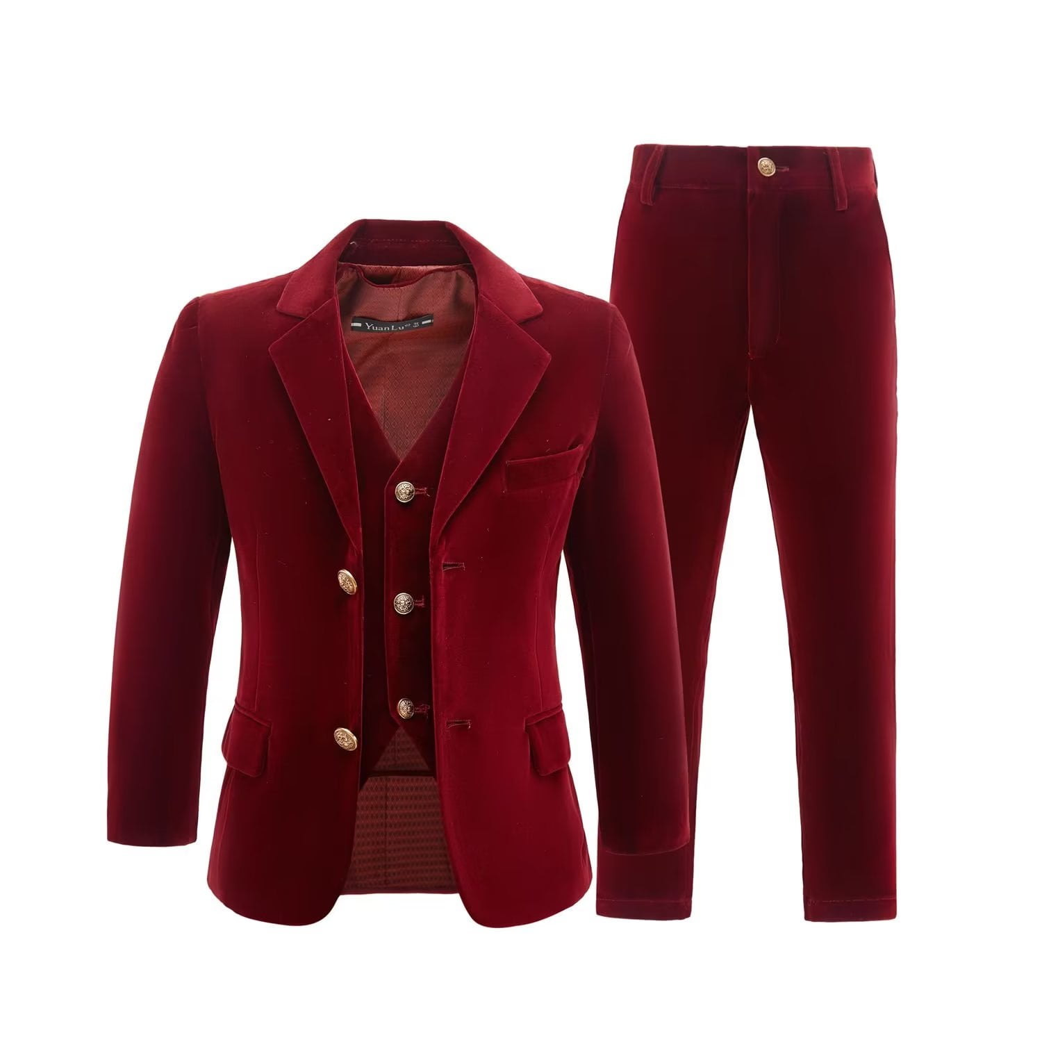 Boys Suit Boys'Suits Fit 3 Piece Blazer Waistcoat Pants Shawl Lapel ...