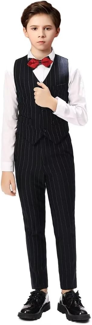 Boys Suit Kids Formal Wedding Tuxedo Dress Suits for Teen Boys Vest and ...