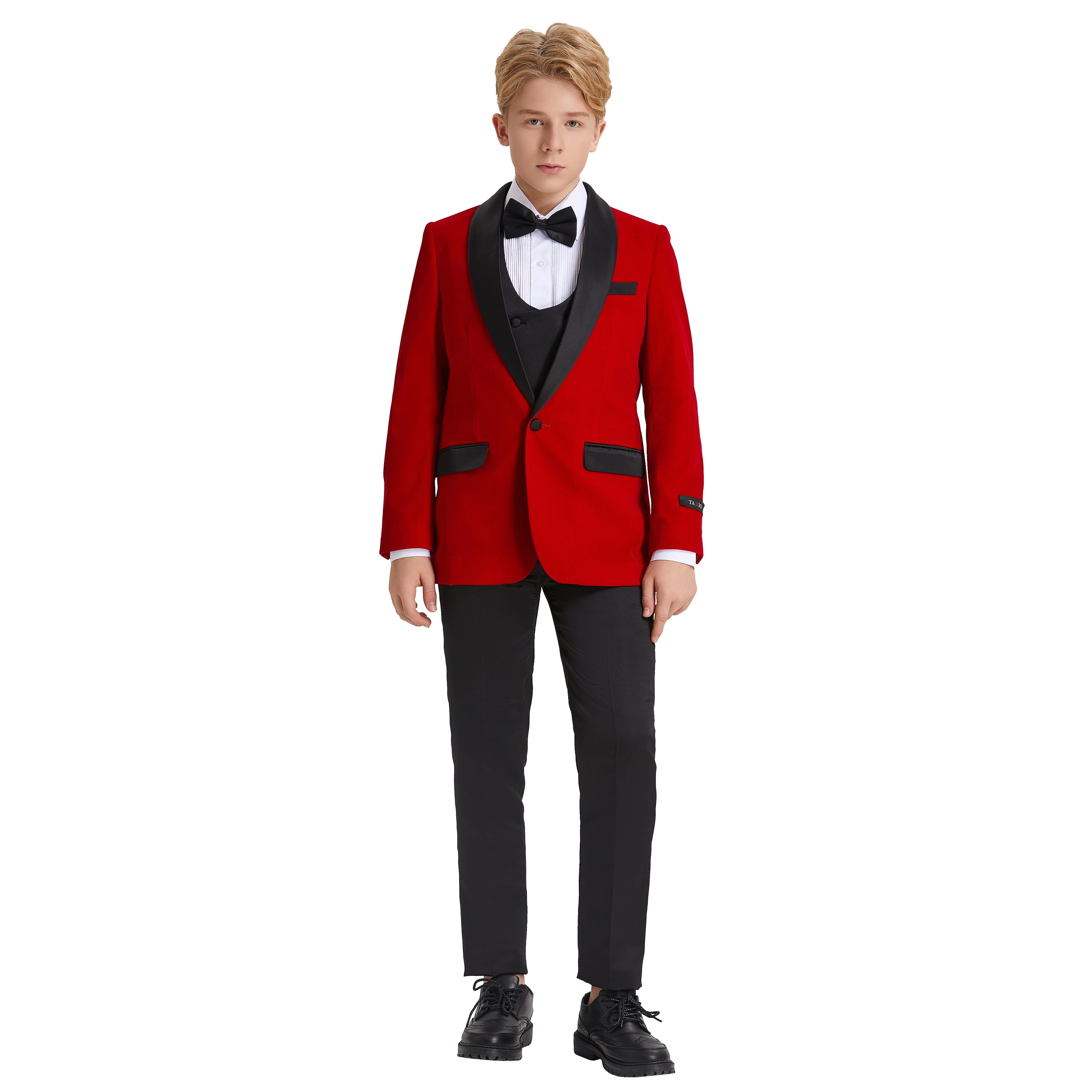 Boys Suit Set 3pc Velvet Satin Shawl Lapel Jacket With Matching Vest ...