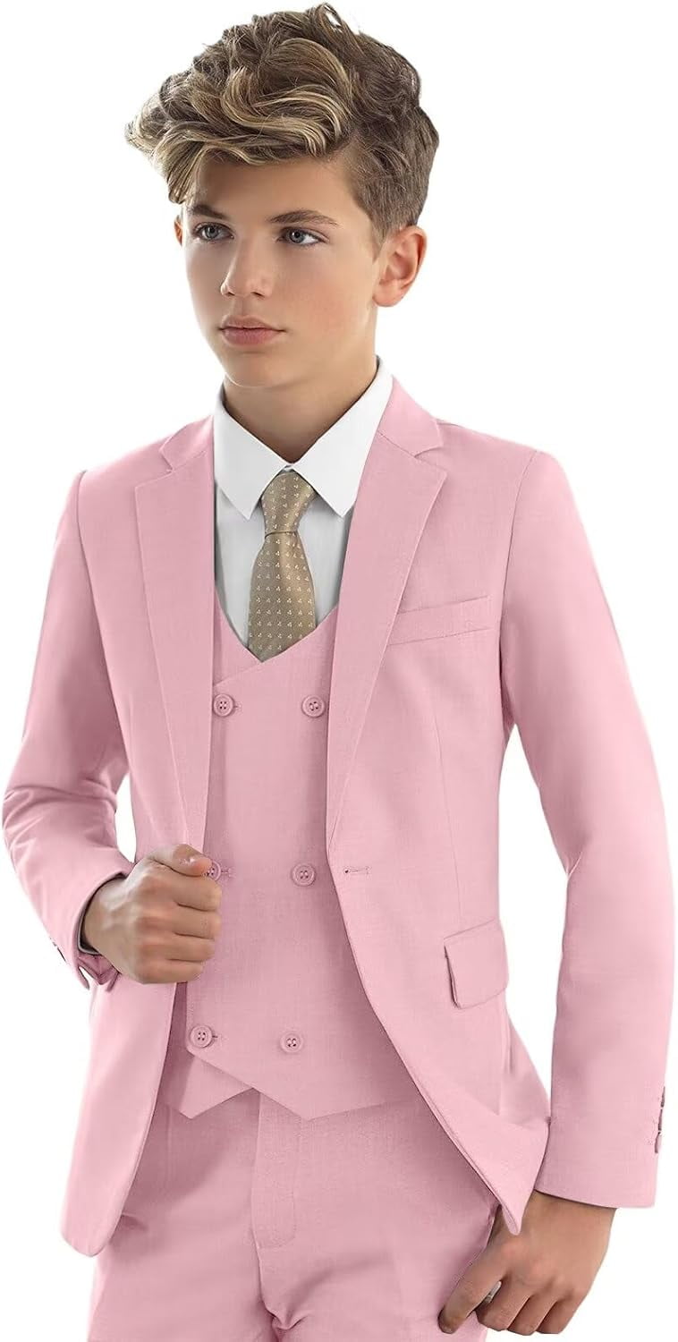 Boys Suit Slim Fit Formal 3 Piece Kids Tuxedo for Wedding Outfit Double ...