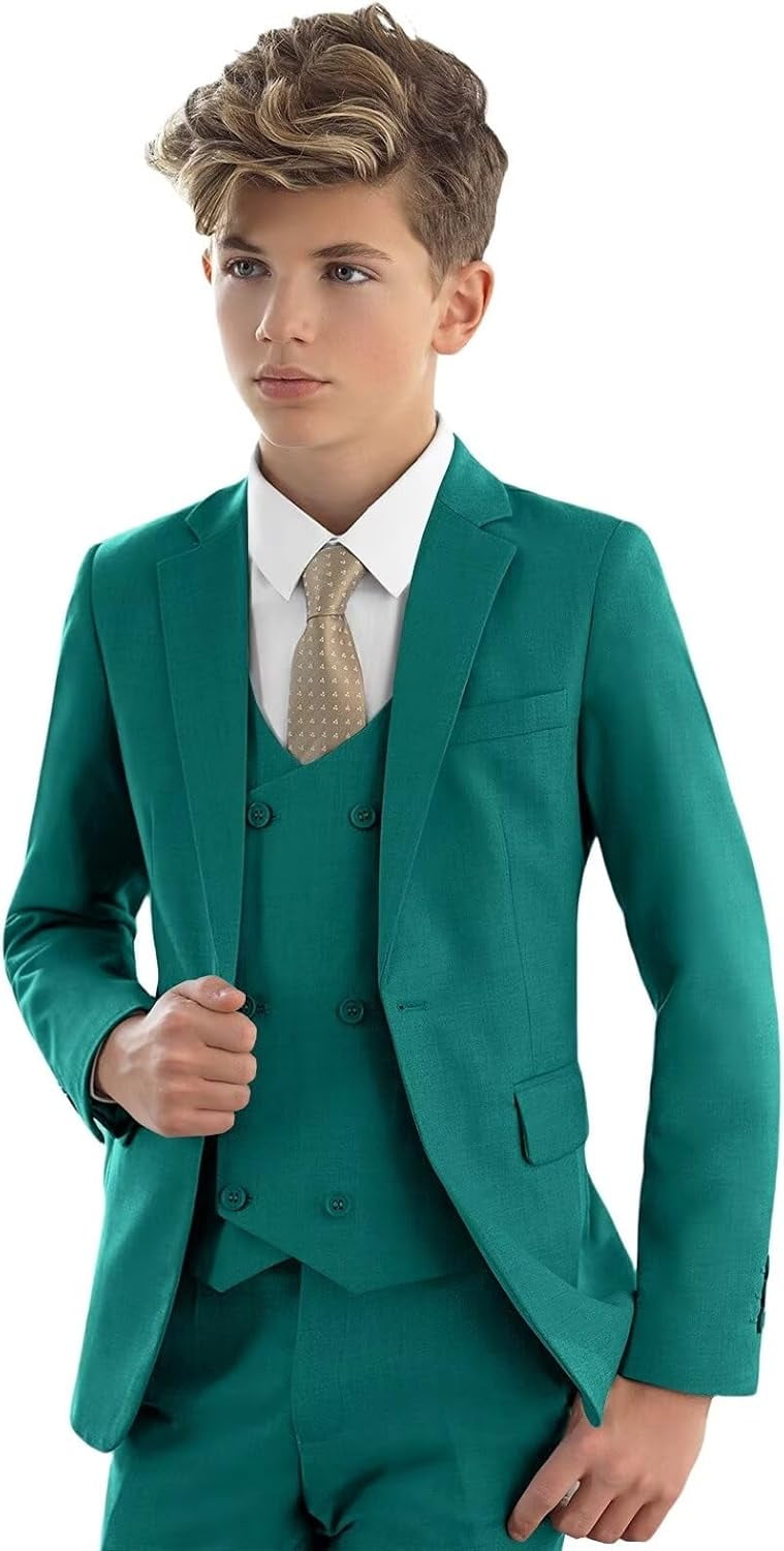 Boys Suit Slim Fit Formal 3 Piece Kids Tuxedo for Wedding Outfit Double ...
