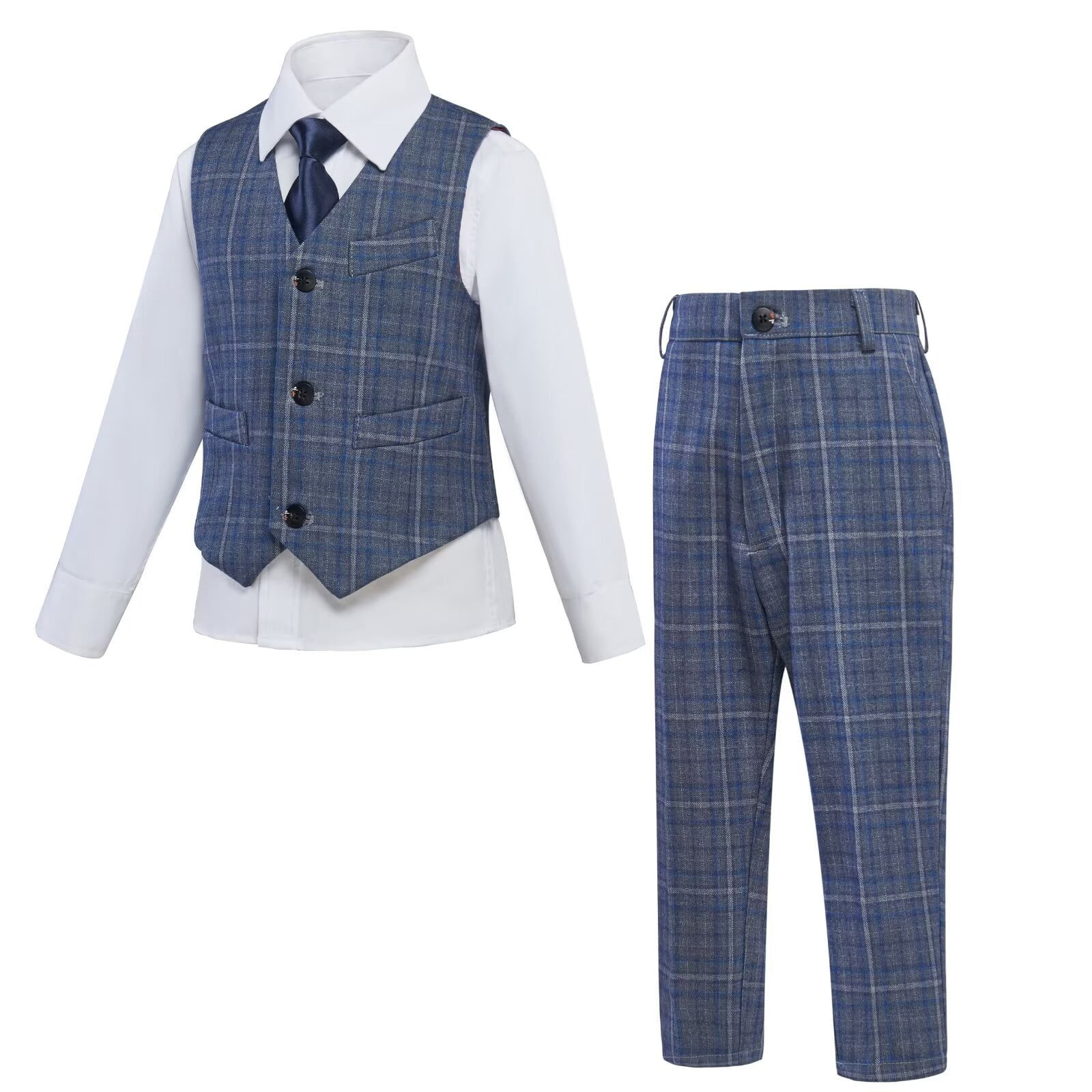 Boys' Suits Slim Fit 4 Piece, Suit for Boys Adjustable Waist, Boys Formal Suit with Pants, Vest ...