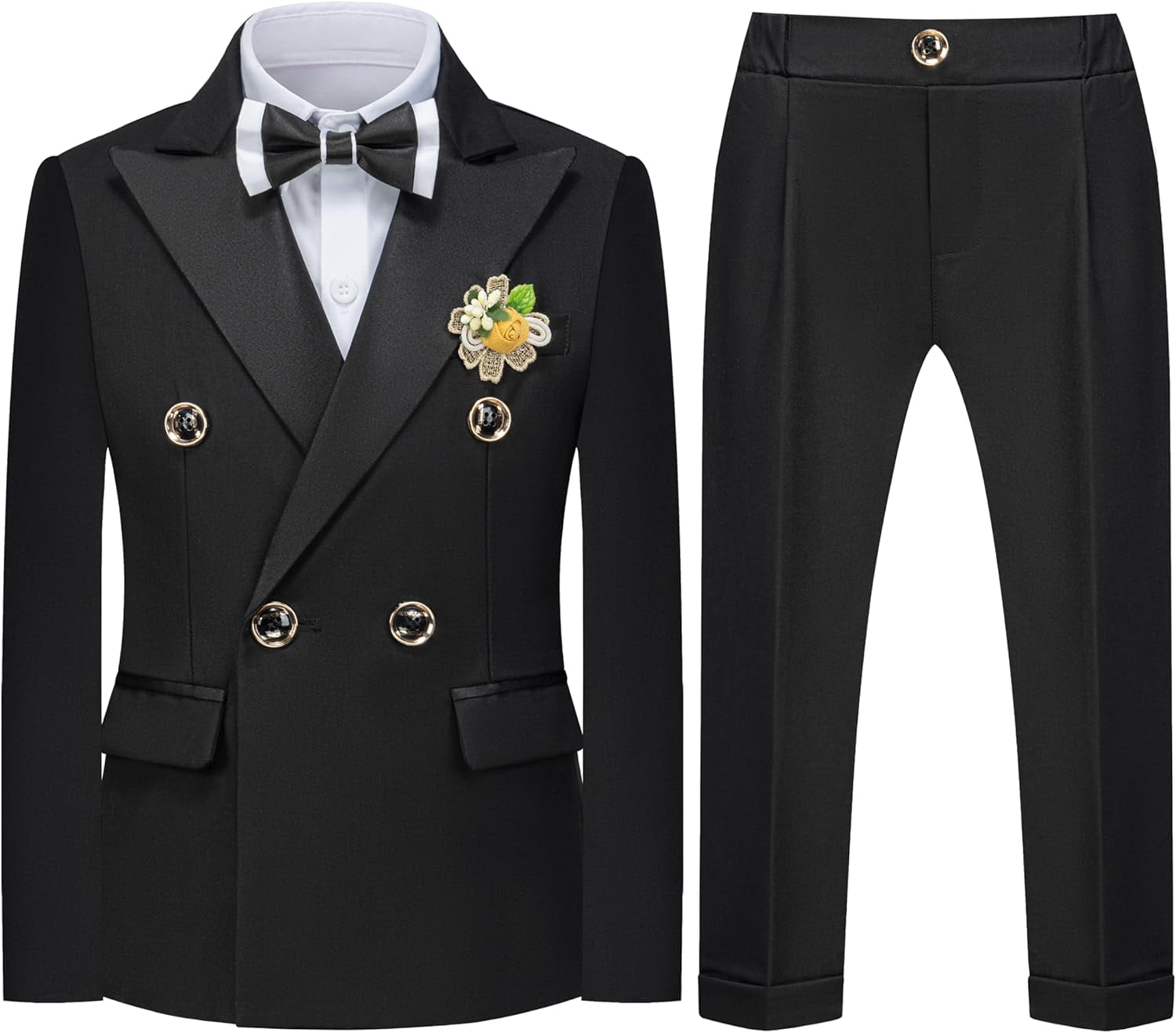 Boys Suits Toddler Tuxedo Double Breasted Formal Suit Set Kids Wedding ...