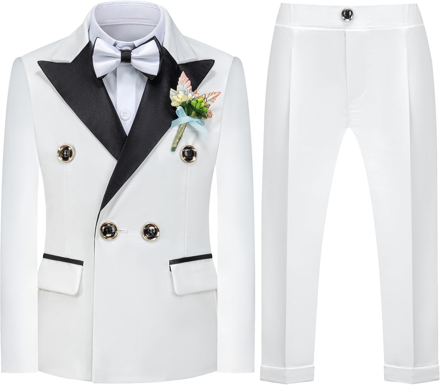 Boys Suits Toddler Tuxedo Double Breasted Formal Suit Set Kids Wedding ...