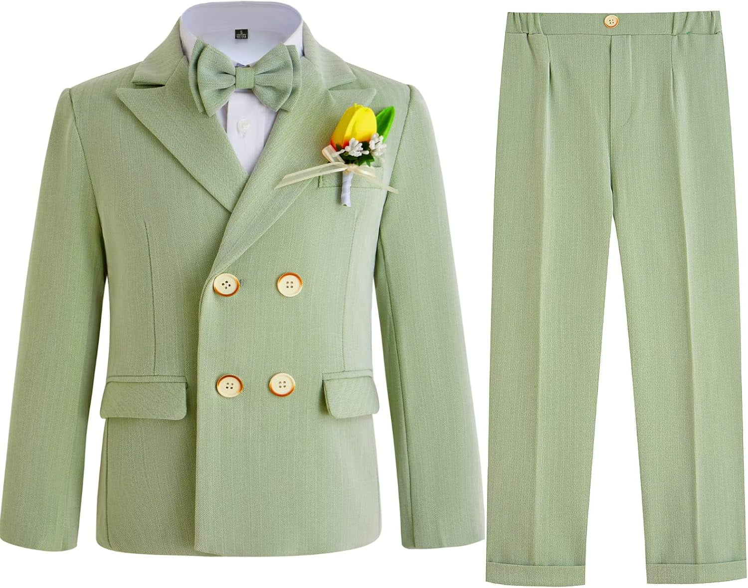 Boys Suits Toddler Tuxedo Double Breasted Formal Suit Set Kids Wedding ...