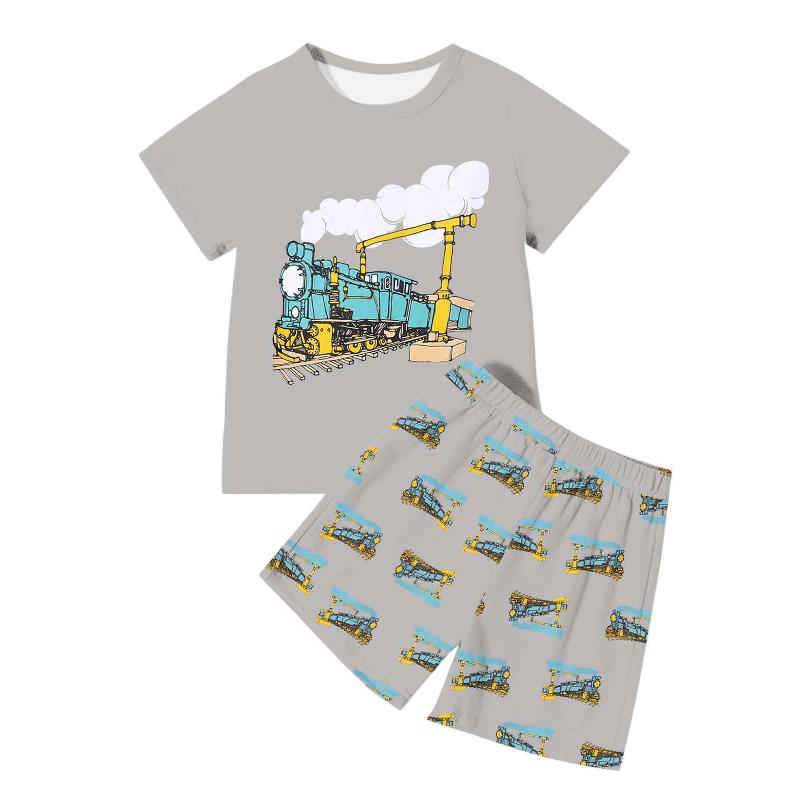 Boys Summer 2 Pieces Set Striped Short Sleeve Button Closure Striped ...
