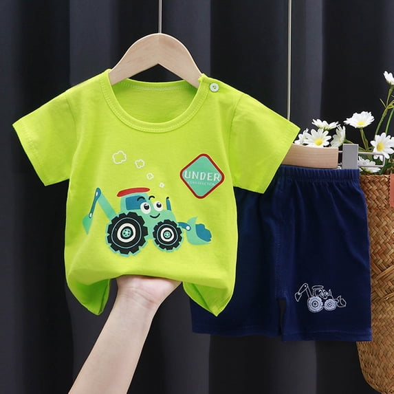 Boys Summer Breathable Sports Set Short Sleeve Crewneck T-Shirt ...