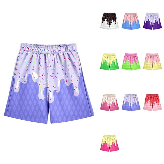 Boys Summer Casual Baseball Shorts, Ice Cream Print Design, Elastic ...