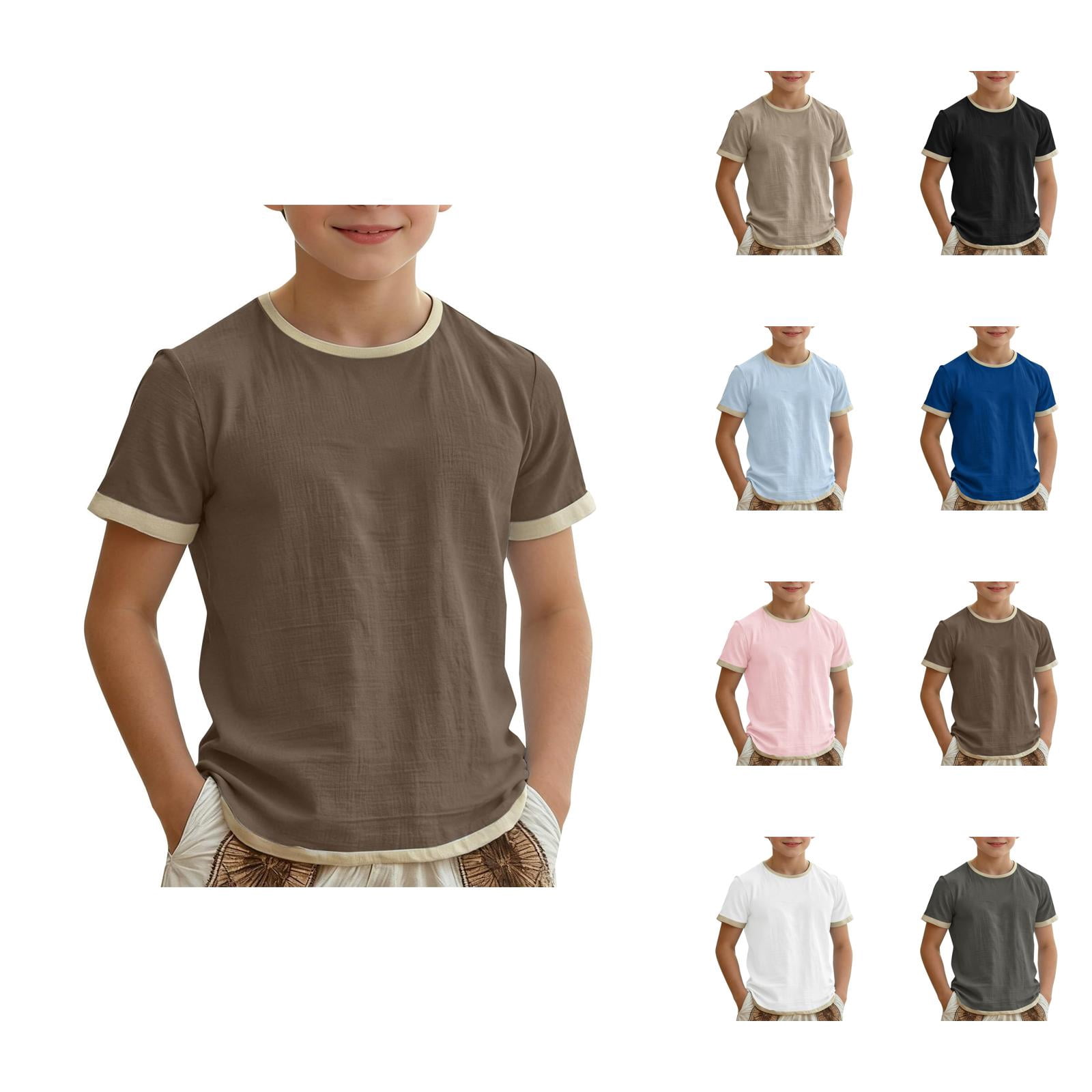 Boys Summer Casual Short Sleeve Shirt Blend Round Neck Tee Color Design ...