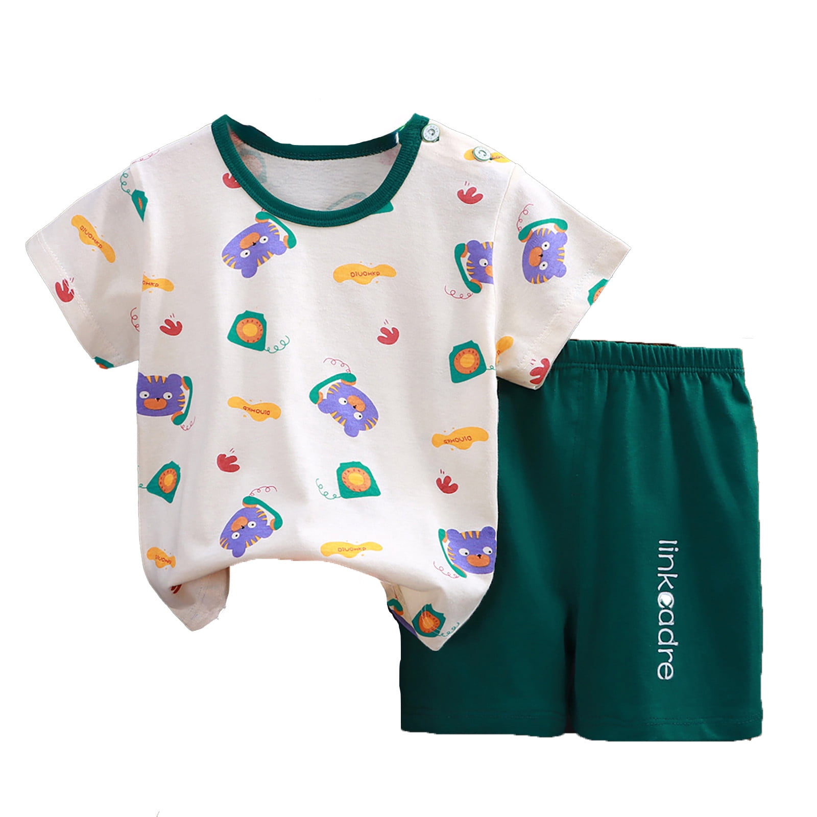 Boys Summer Clothes Cartoon Prints Short Sleeve T Shirt Tops Floral ...