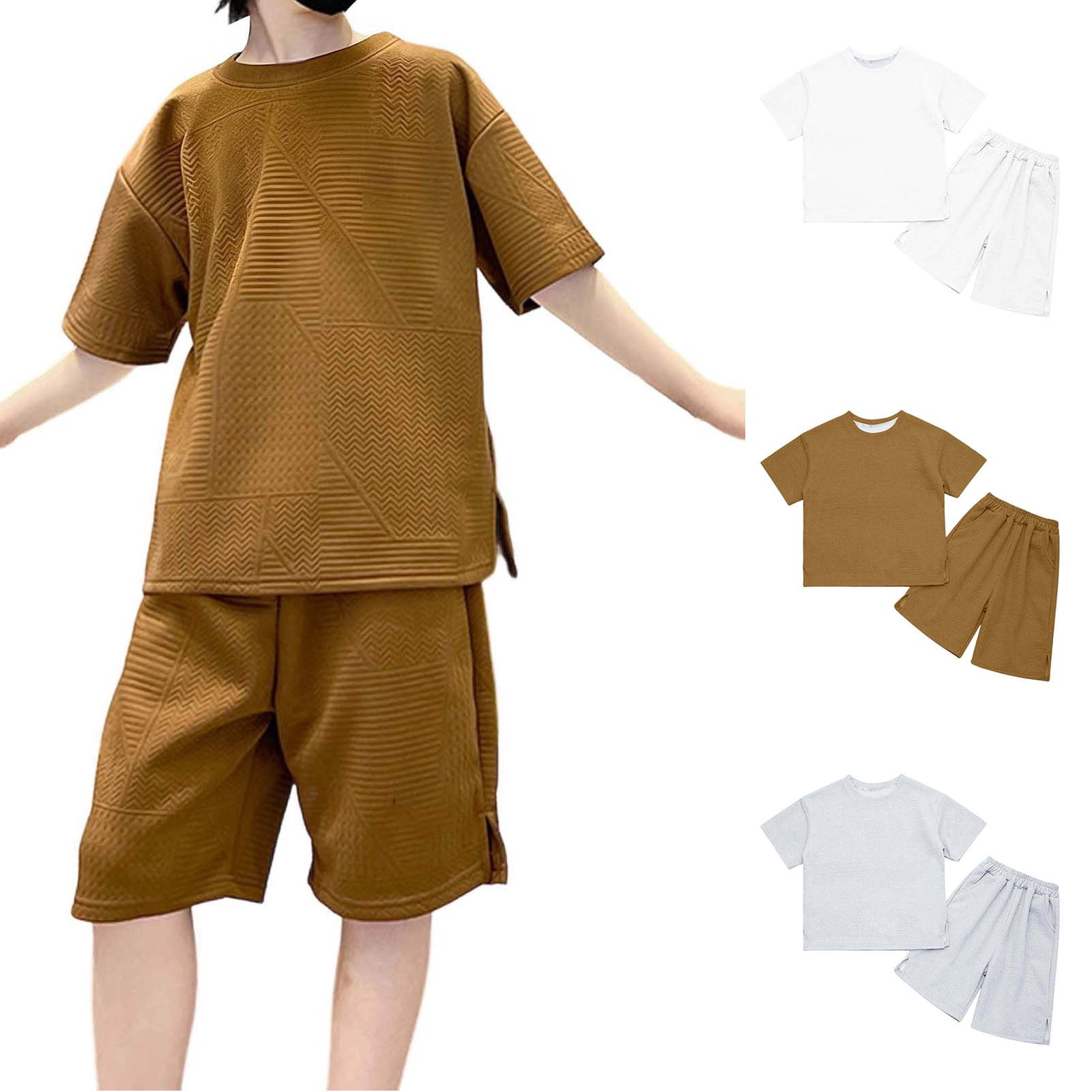 Boys Summer Clothes Loose Fit Short Sleeve T Shirt and Elastic Waist ...