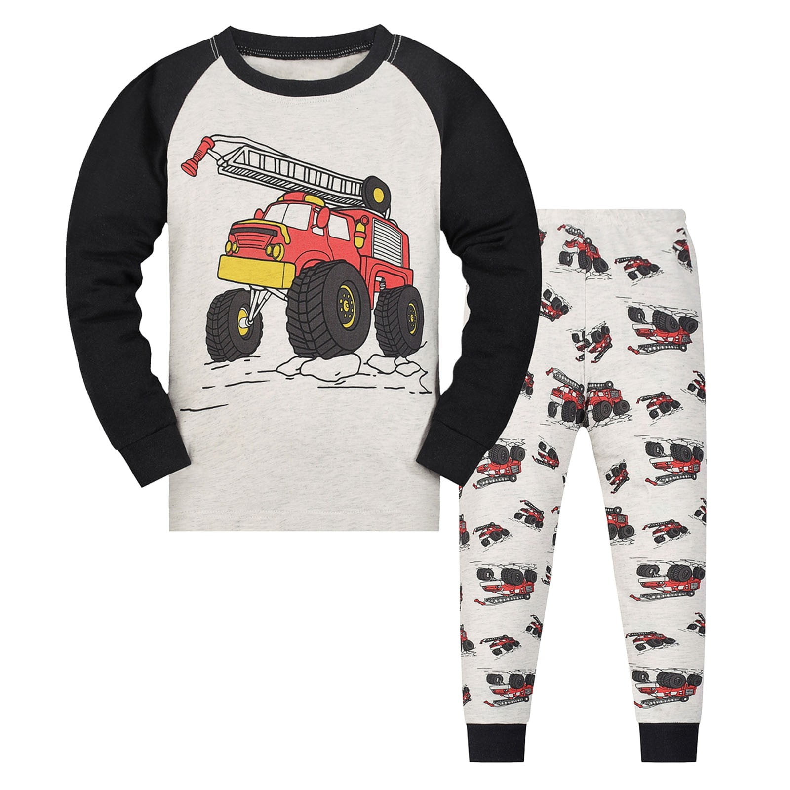 Boys Summer Clothes Pajamas Dinosaur Print 2 Piece Train Long Sleeves ...