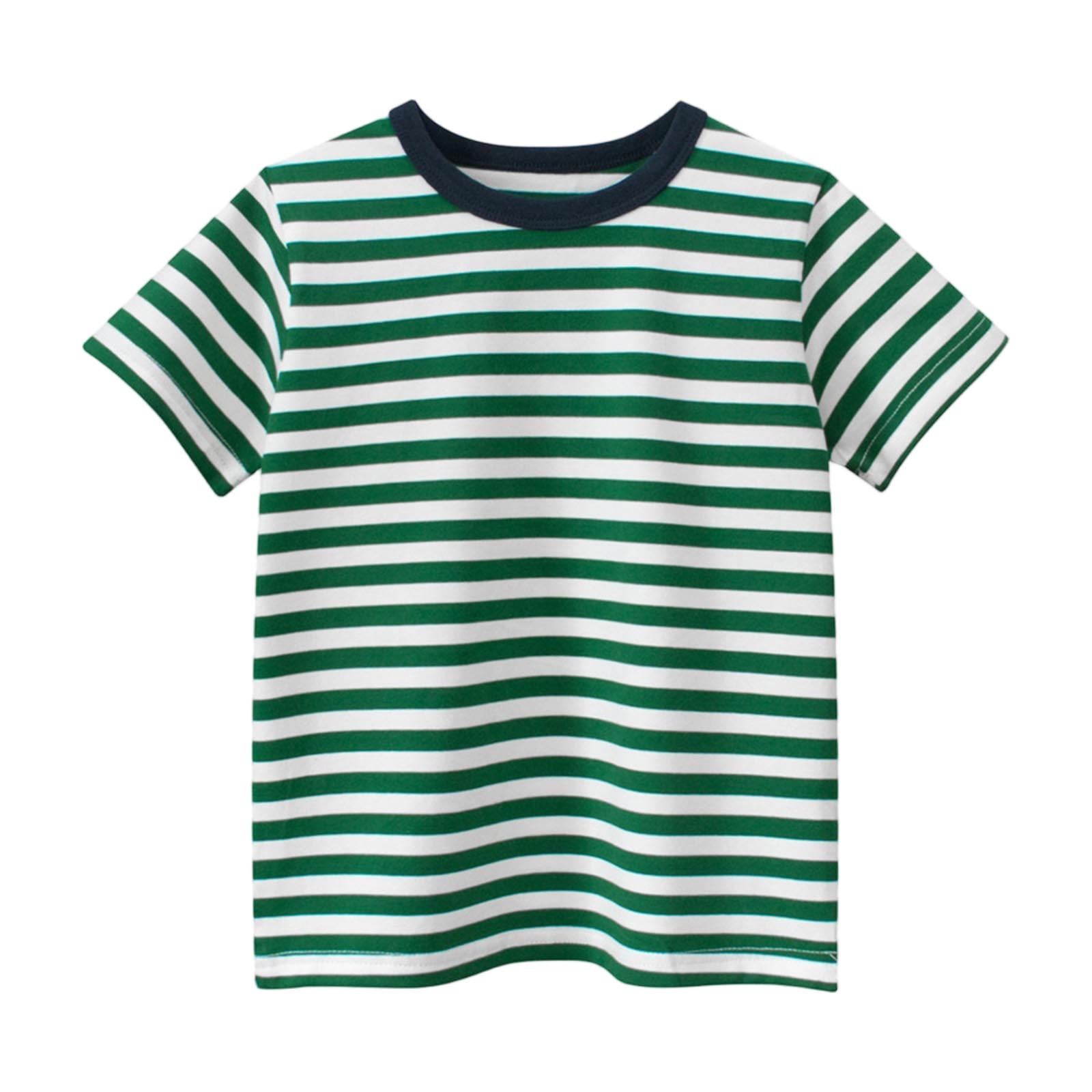 Boys Summer Cotton T Shirts Casual Striped Crewneck Short Sleeve Tees ...